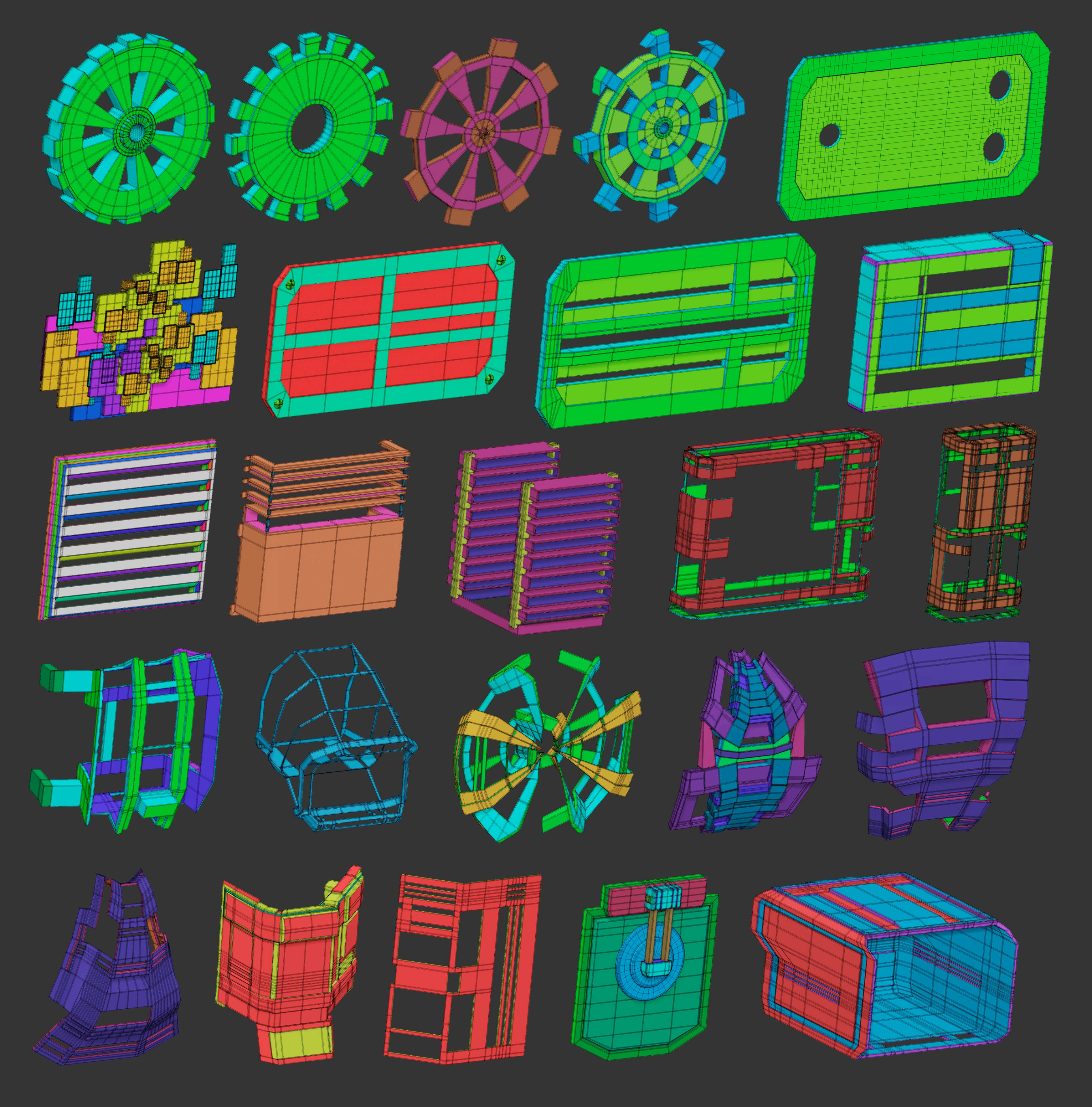 110 Low Poly Futuristic Sci-Fi Mech Robot Parts Shapes IMM Brush or ...