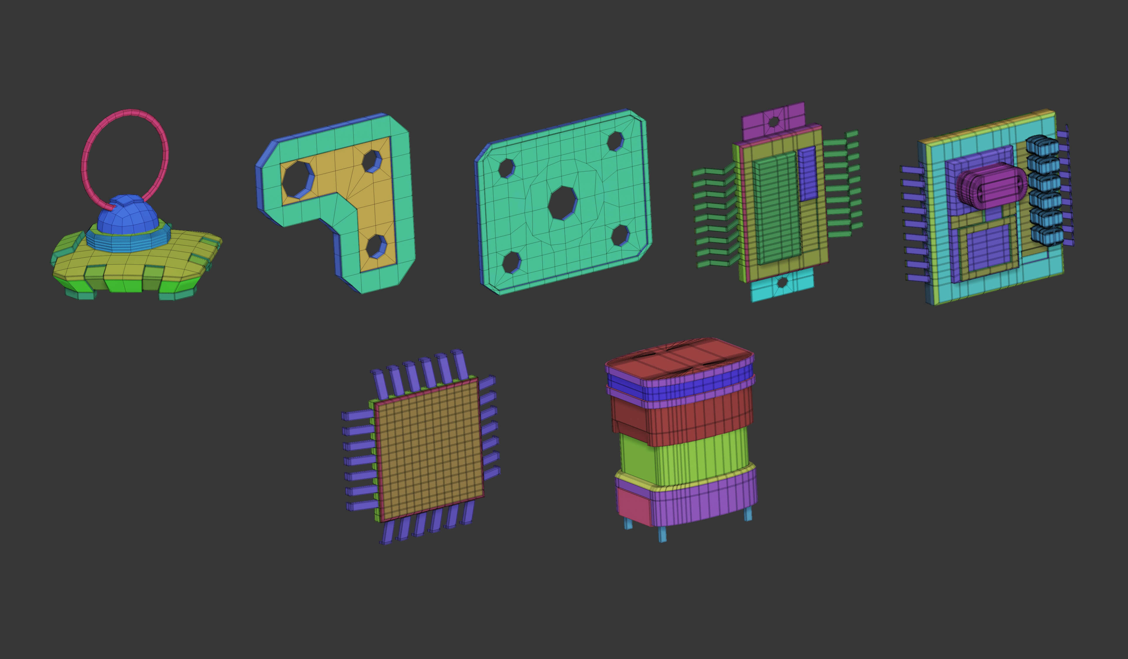 110 Low Poly Futuristic Sci-Fi Mech Robot Parts Shapes IMM Brush or ...