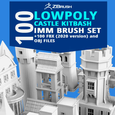 100 Low Poly Medieval Fantasy Castle Fortress Kitbash IMM - Brush or ...