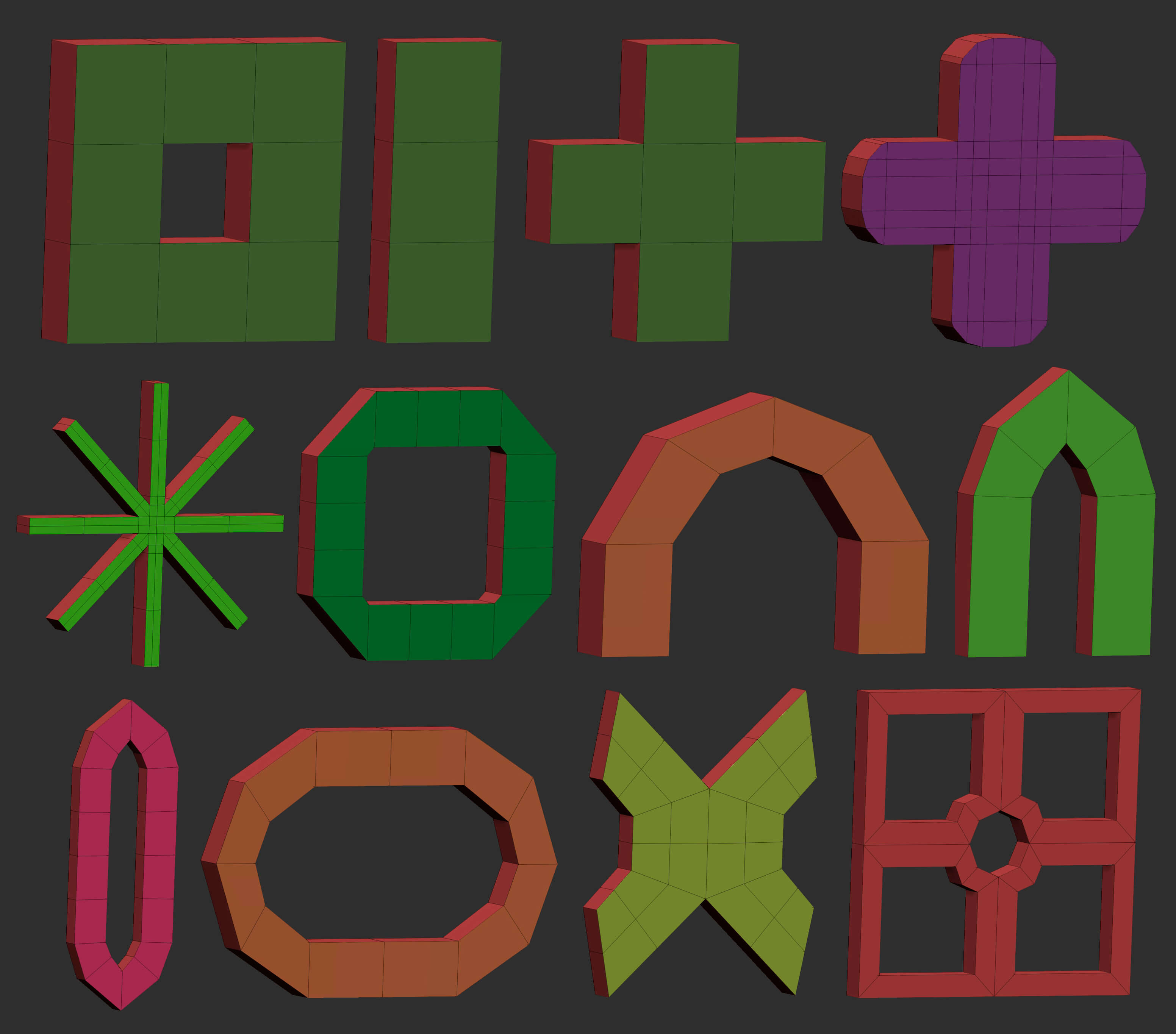 100 Low Poly Primitive Geometric Base Mesh Shapes IMM Zbrush - Free 3D Model by breakermaximus