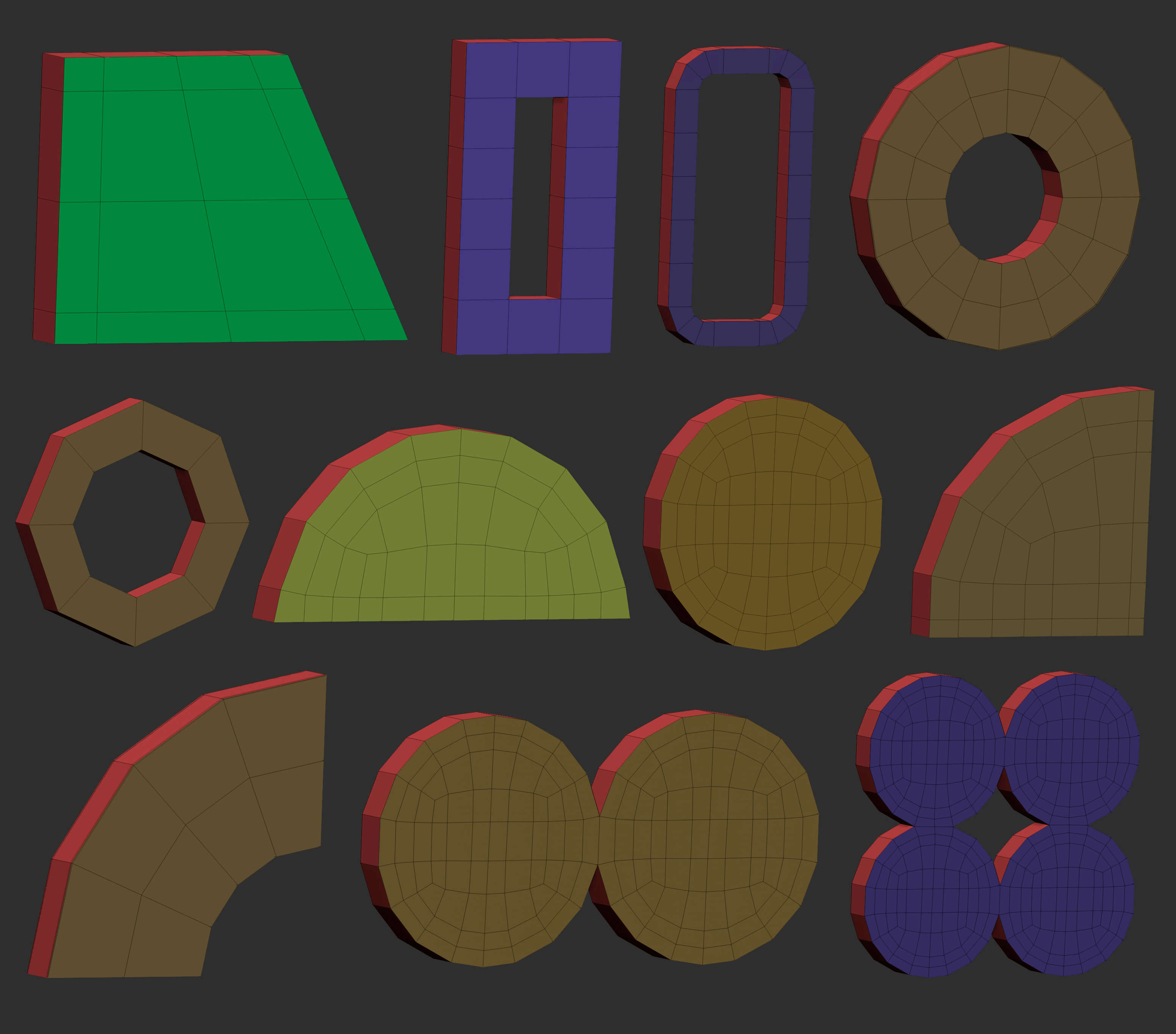 100 Low Poly Primitive Geometric Base Mesh Shapes IMM Zbrush - Free 3D Model by breakermaximus