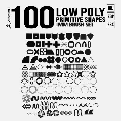 100 Low Poly Primitive Geometric Base Mesh Shapes IMM Zbrush - Free 3D ...