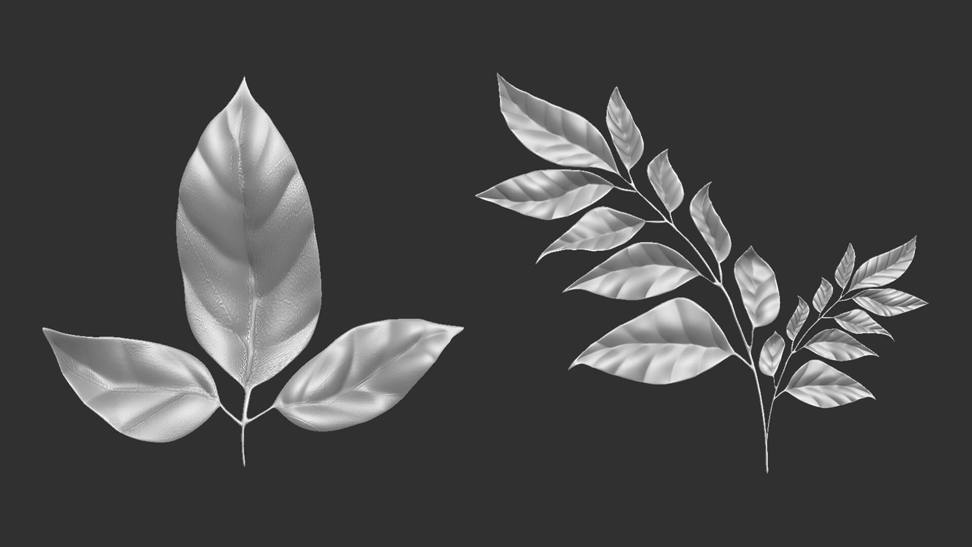 14 High-Poly Leafs and Branches Zbrush IMM Brush Set 3D Model by ...