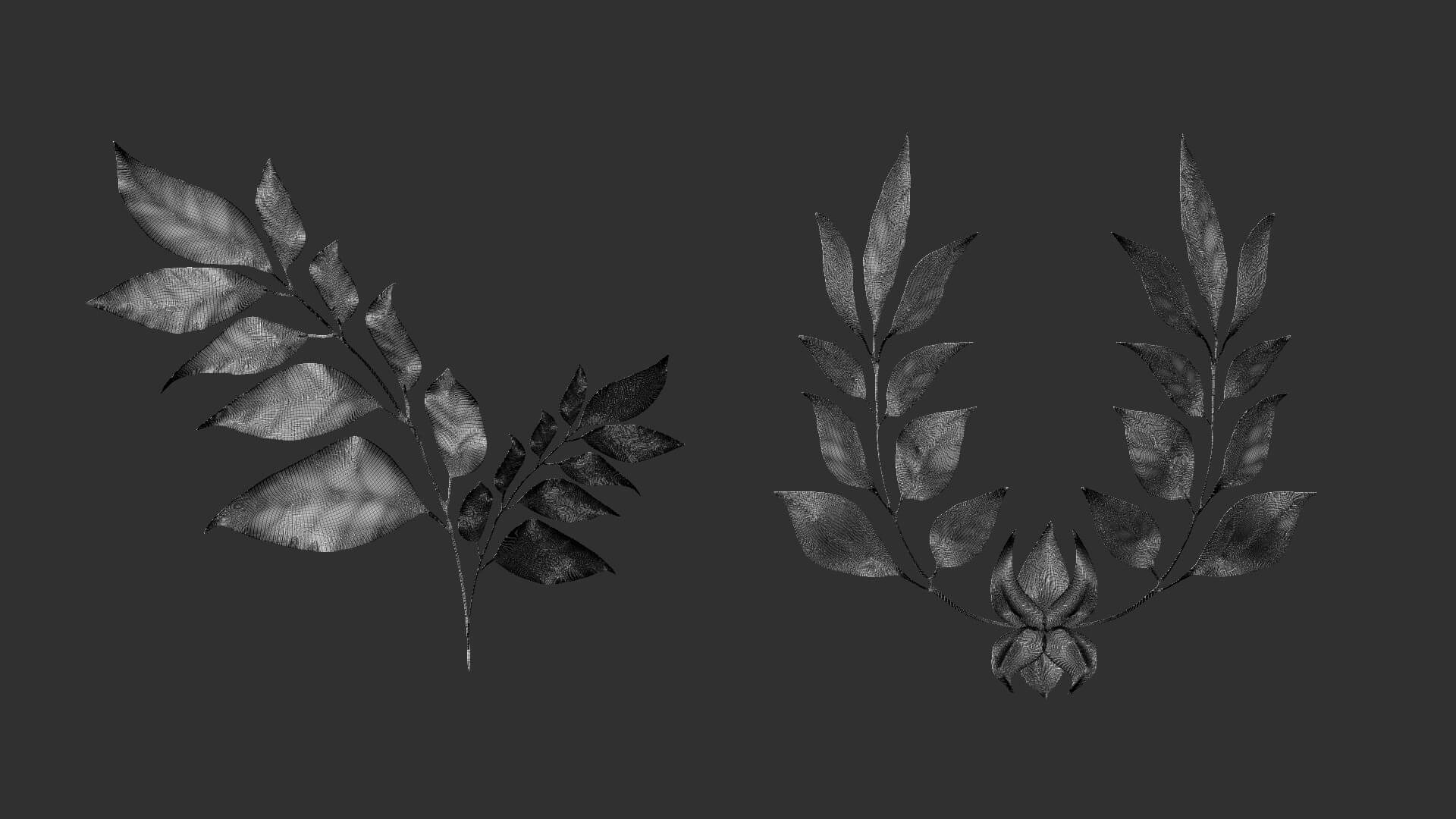 14 High-Poly Leafs and Branches Zbrush IMM Brush Set 3D Model by ...