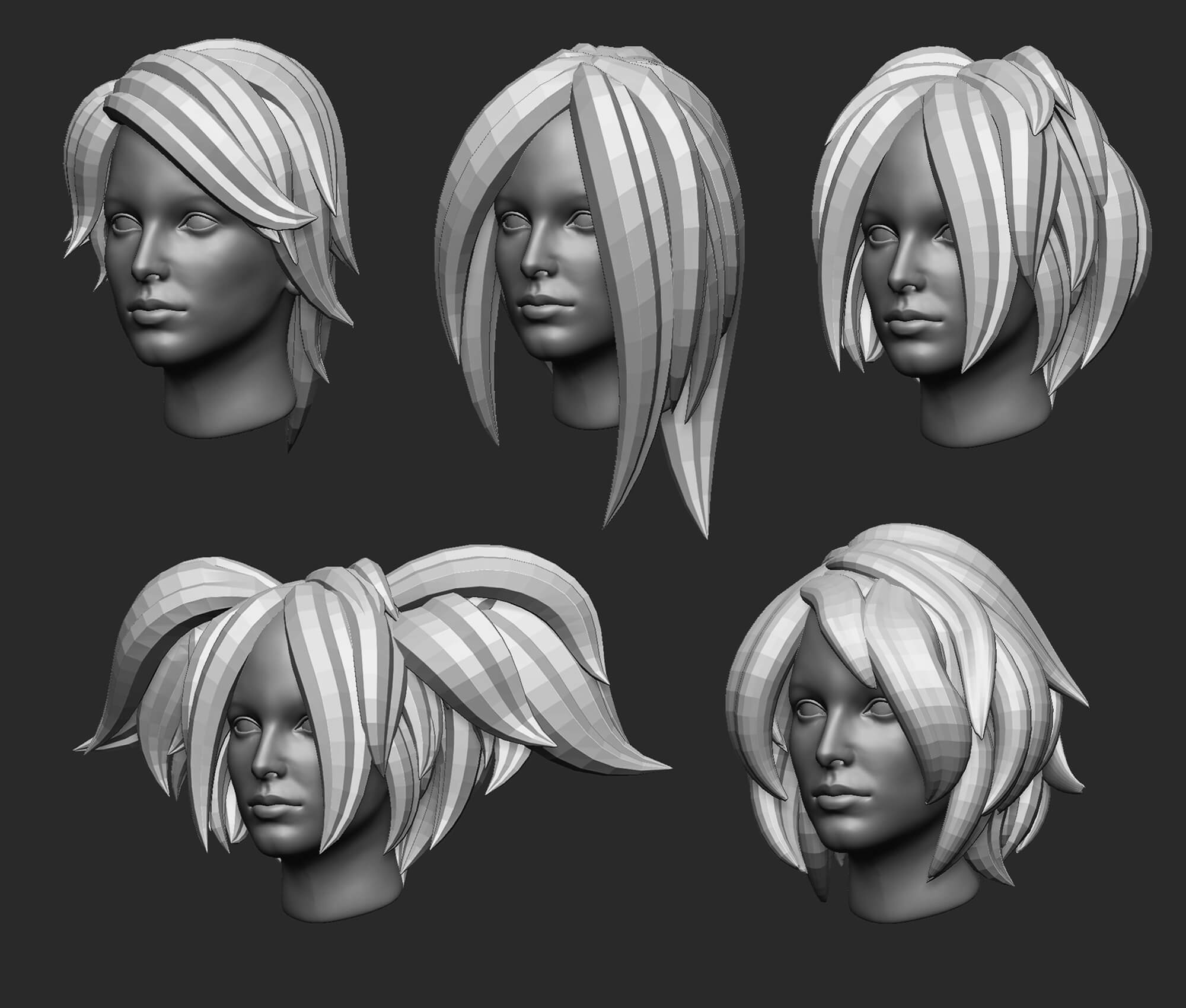 Anime Manga Hair and Hairstyles IMM Zbrush Bundle by breakermaximus