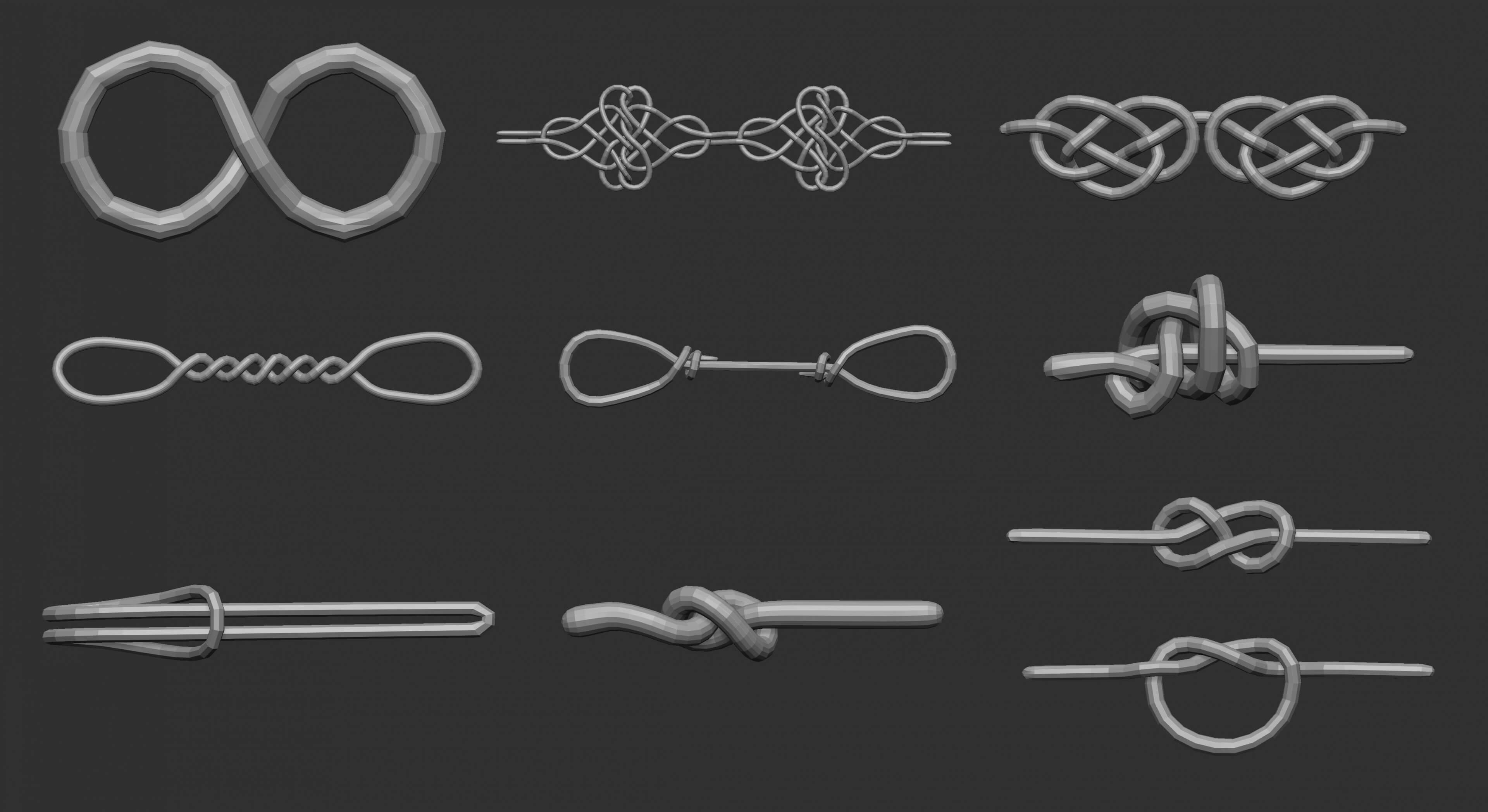 20 Low Poly Knot & Nodes Base Mesh IMM & IMM Curve B - Brush or Tool by ...
