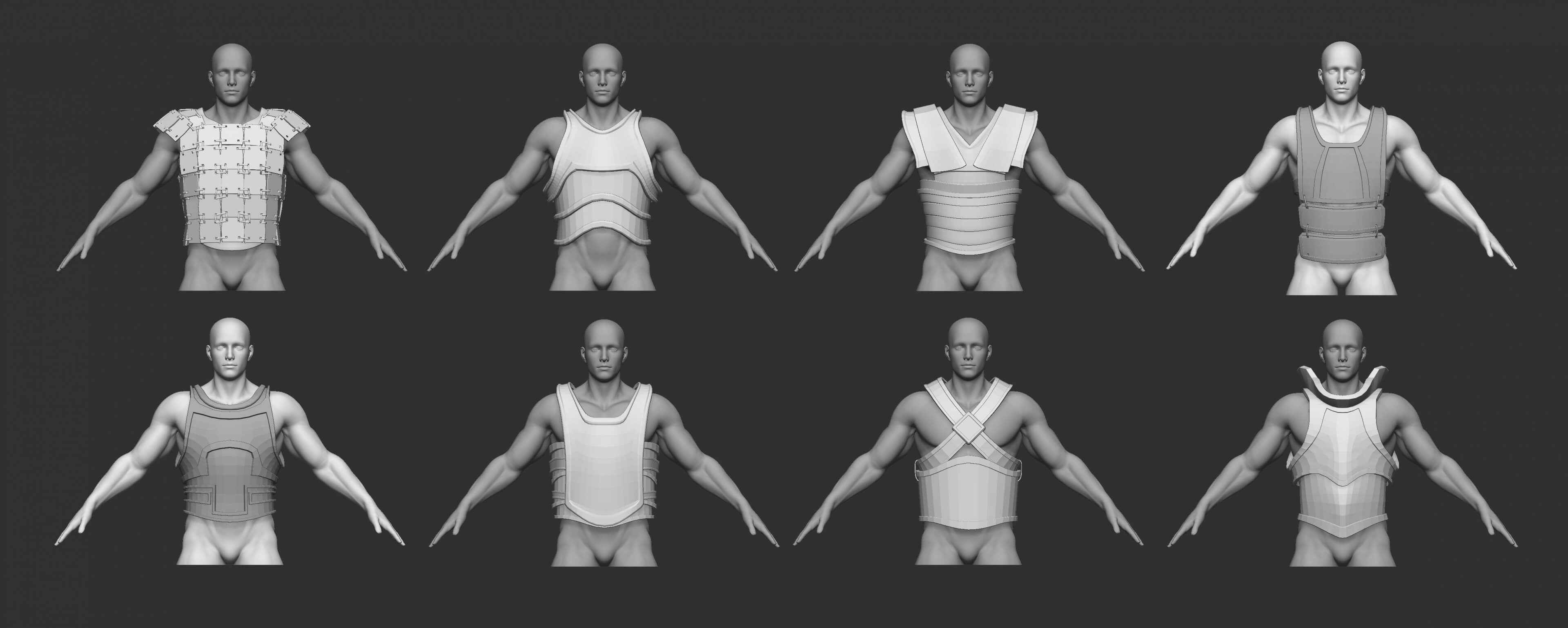 20 Low Poly Medieval Fantasy Body Armor Base Mesh IMM Brush by ...