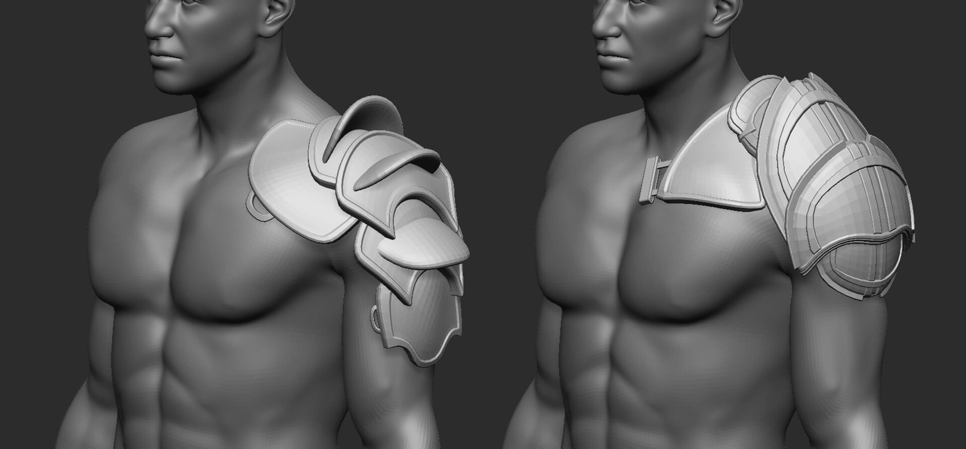 20 Low Poly Medieval Fantasy Shoulder Armor Base Mesh IMM - Brush or ...