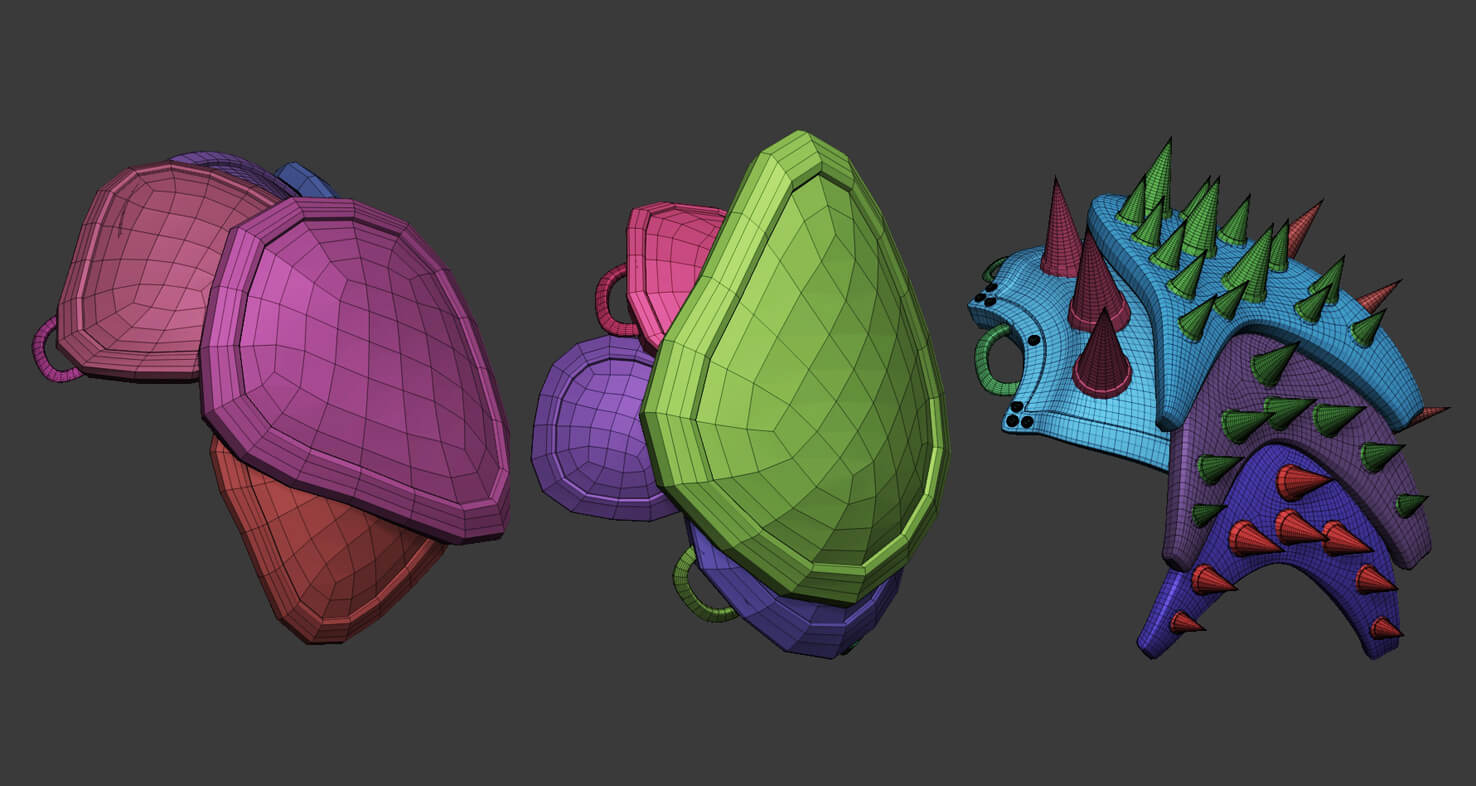 20 Low Poly Medieval Fantasy Shoulder Armor Base Mesh IMM - Brush or ...