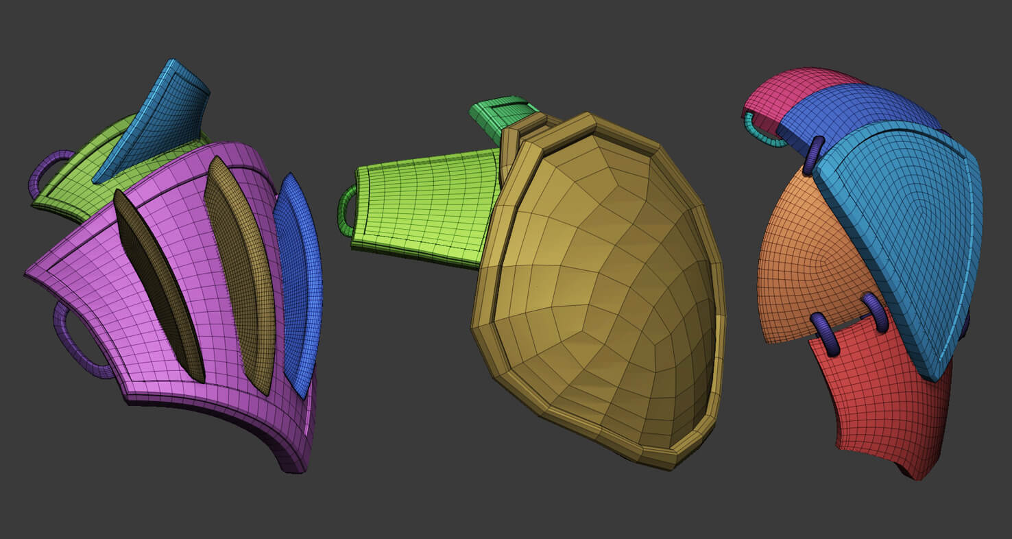 20 Low Poly Medieval Fantasy Shoulder Armor Base Mesh IMM - Brush or ...