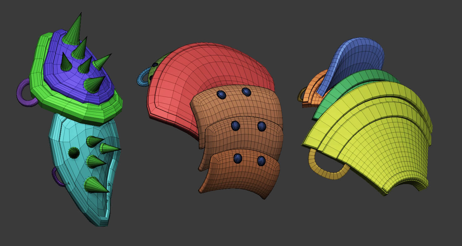 20 Low Poly Medieval Fantasy Shoulder Armor Base Mesh IMM - Brush or ...