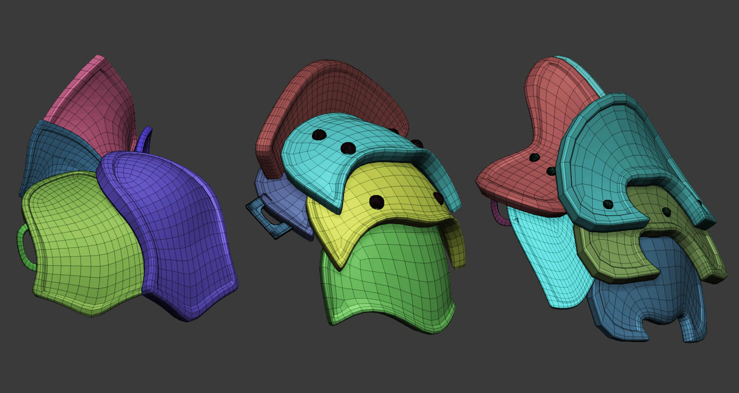 20 Low Poly Medieval Fantasy Shoulder Armor Base Mesh IMM - Brush or ...