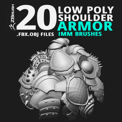 20 Low Poly Medieval Fantasy Shoulder Armor Base Mesh IMM - Brush or ...