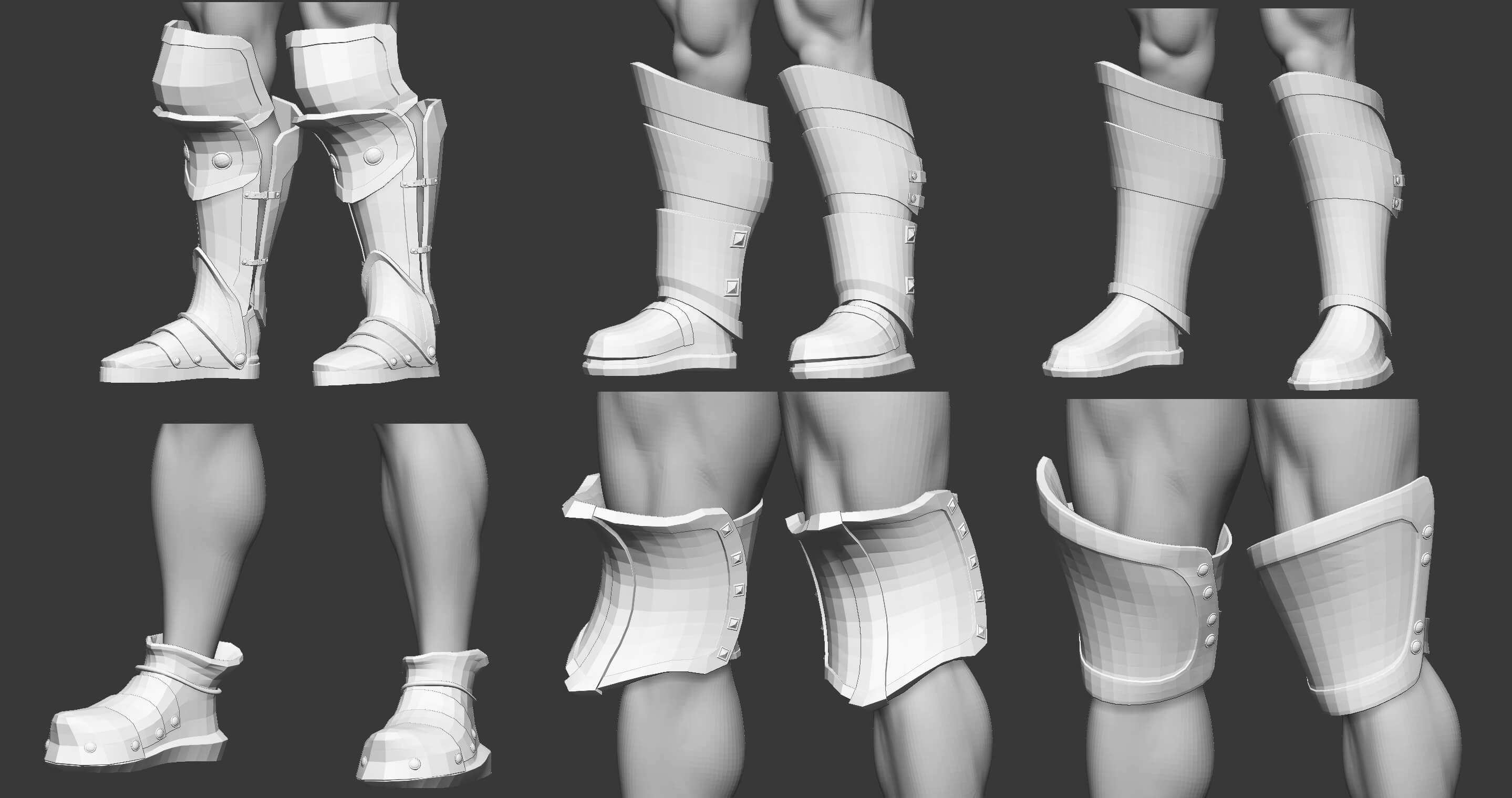 20 Low Poly Medieval Leg, Knee and Feet Armor IMM Set - Brush or Tool ...