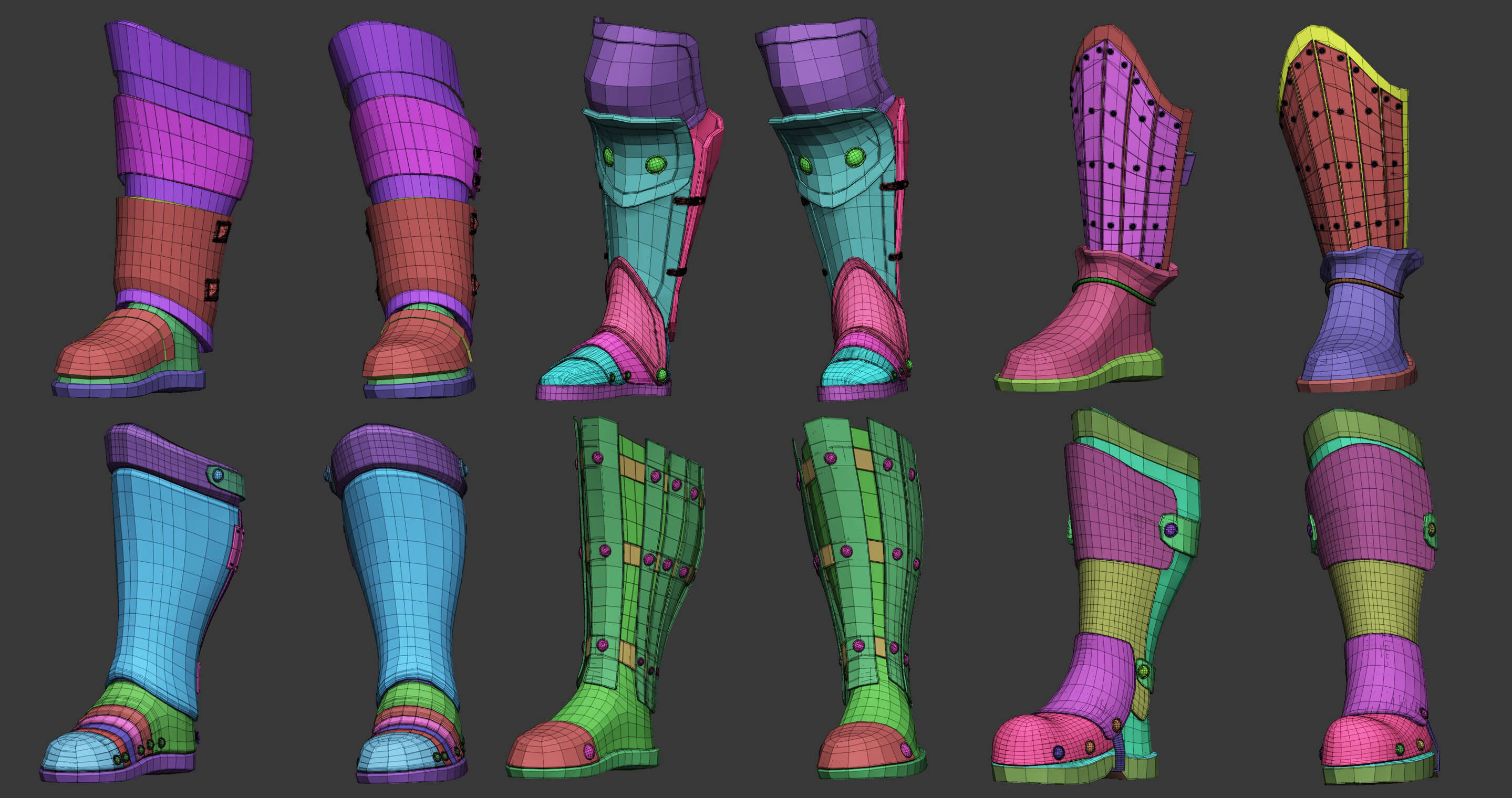 20 Low Poly Medieval Leg, Knee and Feet Armor IMM Set - Brush or Tool ...