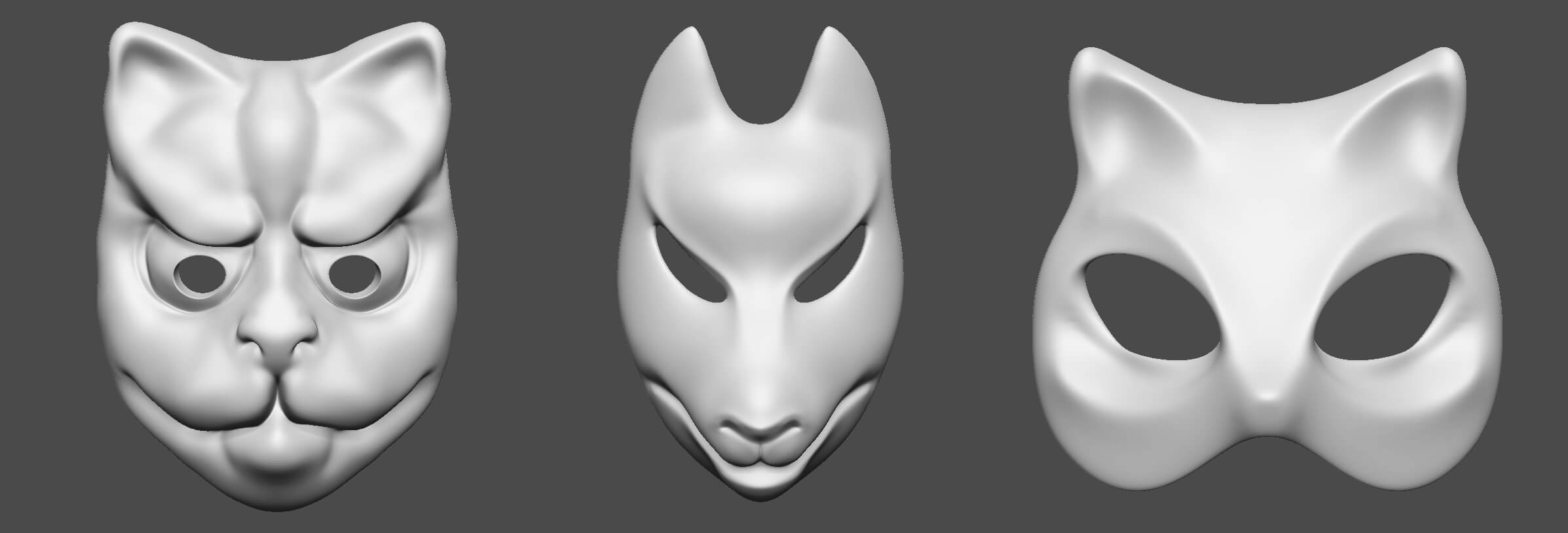 20 Mid-Poly Japanese Traditional Theatrical Masks IMM Set Brush or Tool ...