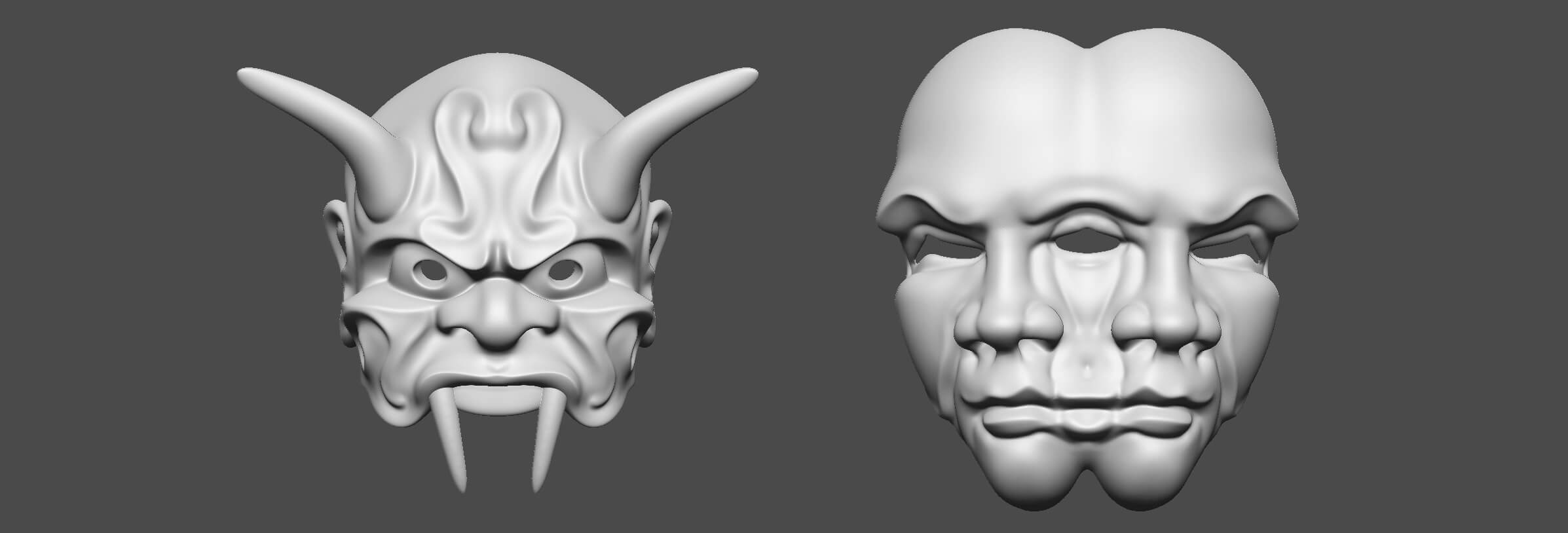 20 Mid-Poly Japanese Traditional Theatrical Masks IMM Set Brush or Tool ...