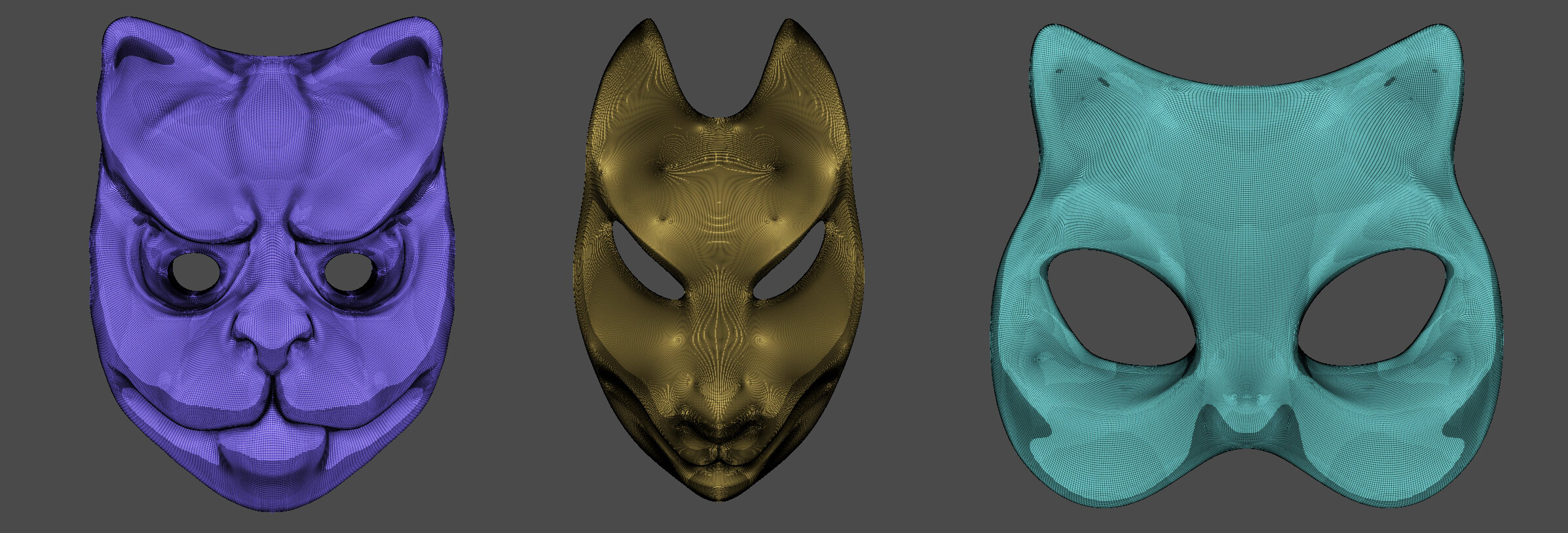 20 Mid-Poly Japanese Traditional Theatrical Masks IMM Set Brush or Tool ...