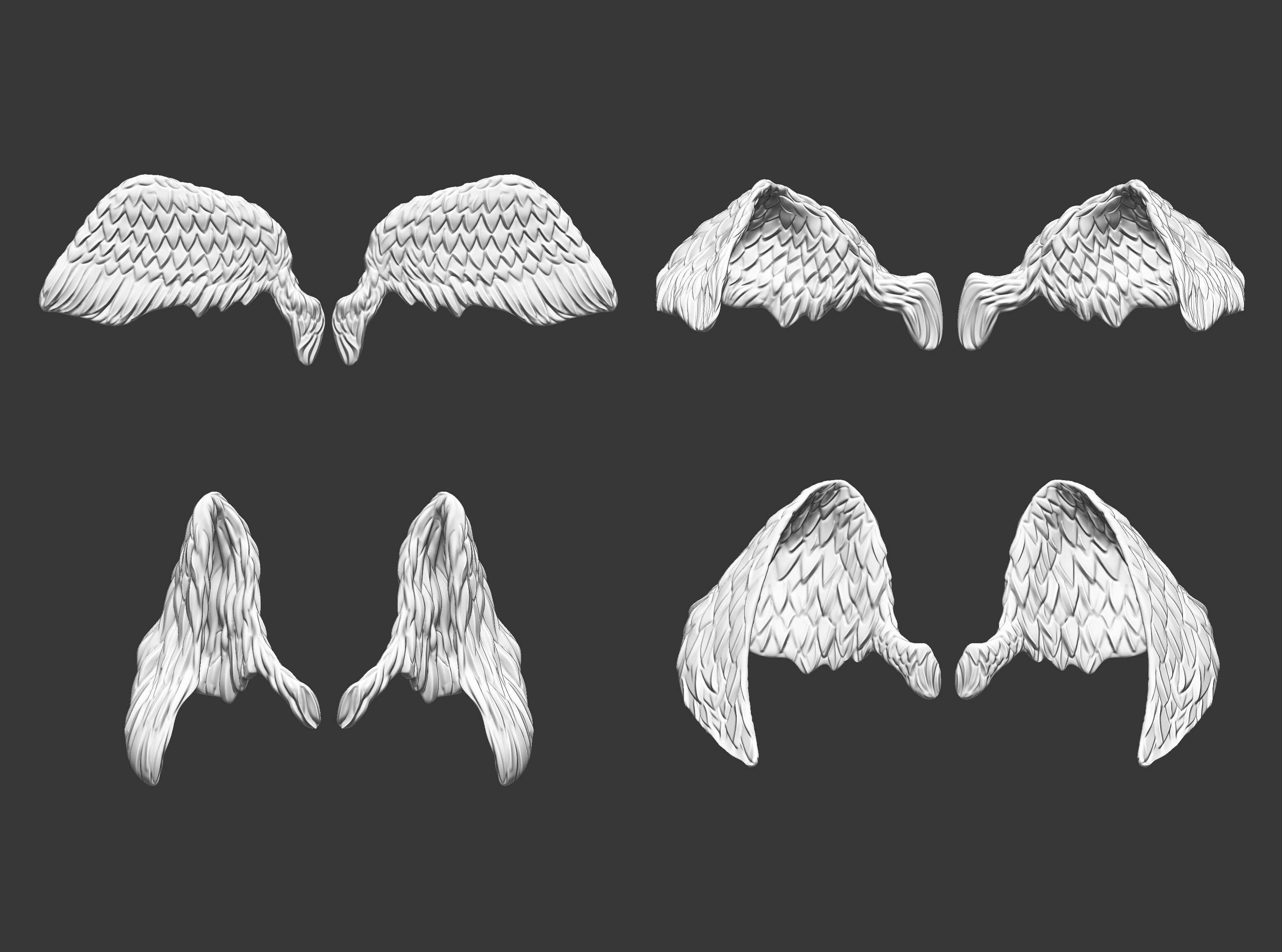 20 Mid Poly Statue and Sculpture Angel Wings IMM Brush by breakermaximus