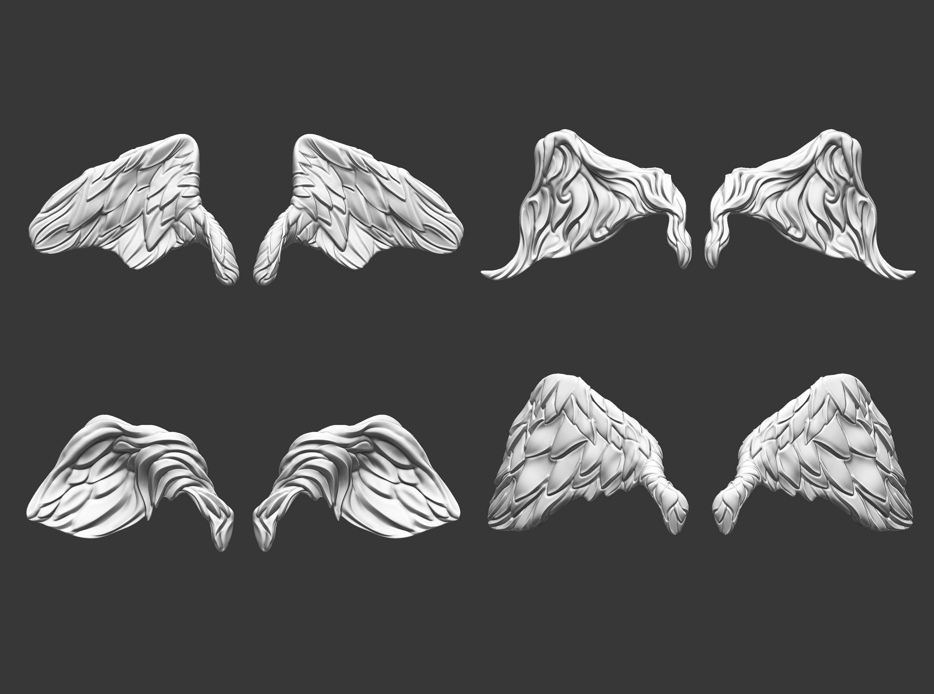20 Mid Poly Statue and Sculpture Angel Wings IMM Brush by breakermaximus
