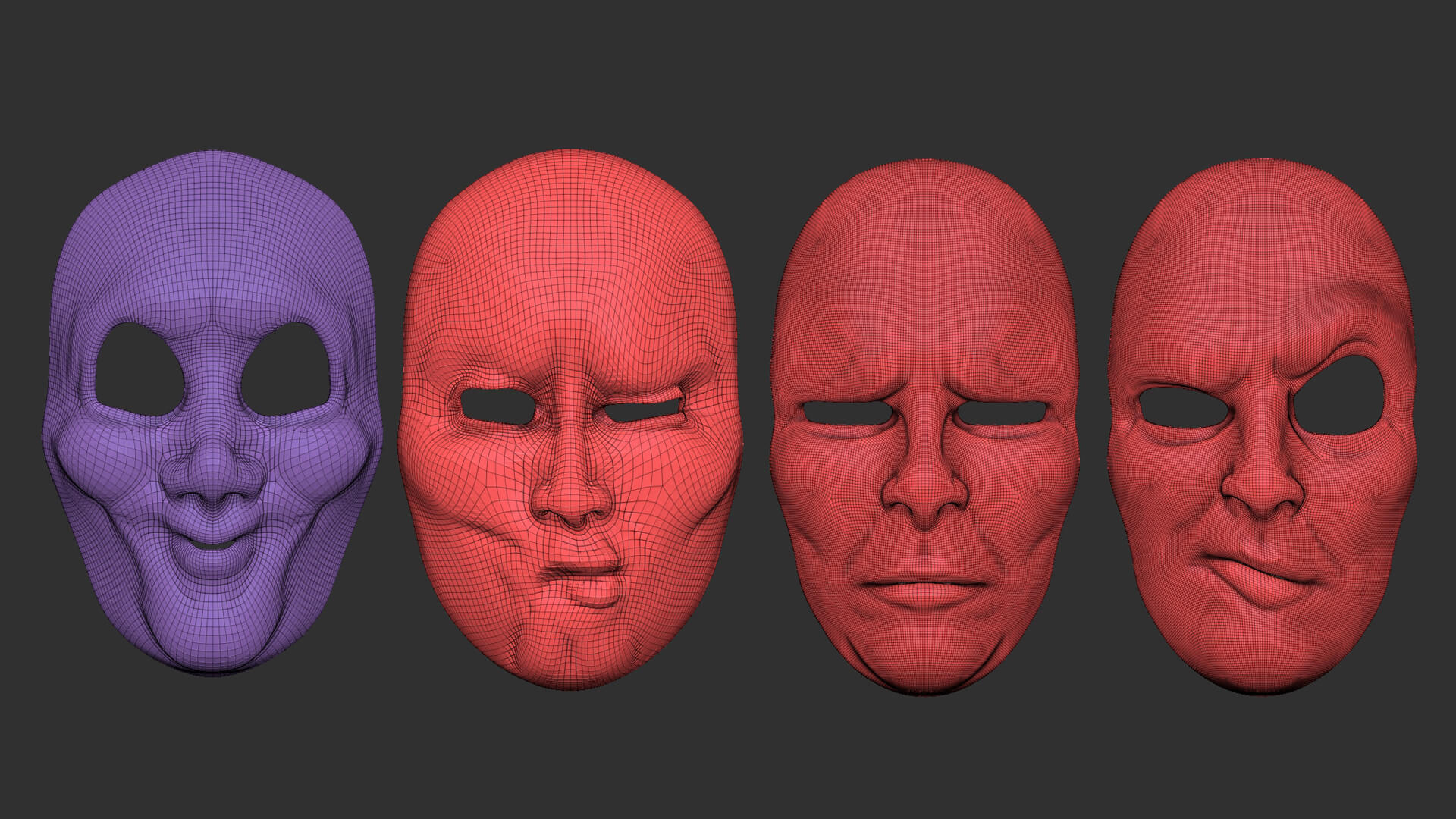 20 Mime and Facial Expression Masks IMM Zbrush Set - Brush or Tool by ...