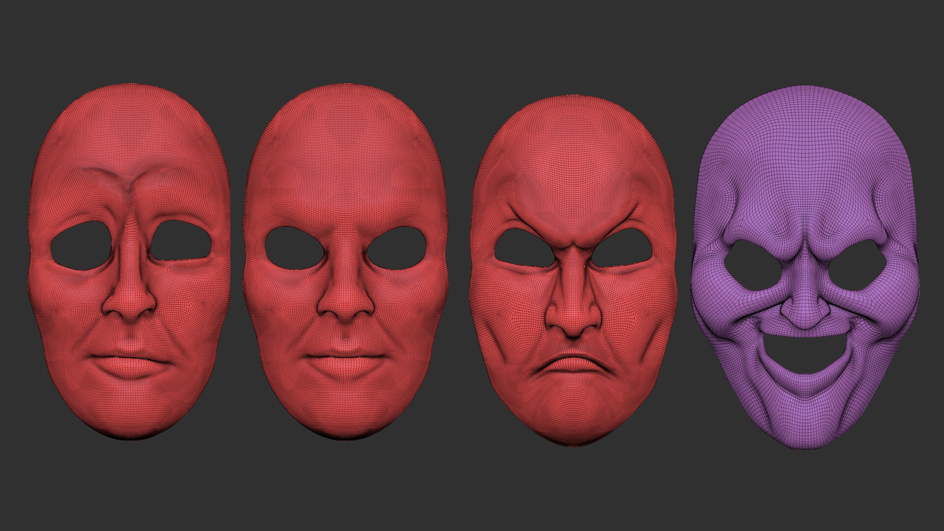20 Mime and Facial Expression Masks IMM Zbrush Set - Brush or Tool by ...