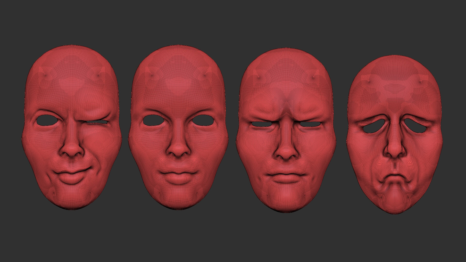 20 Mime and Facial Expression Masks IMM Zbrush Set - Brush or Tool by ...