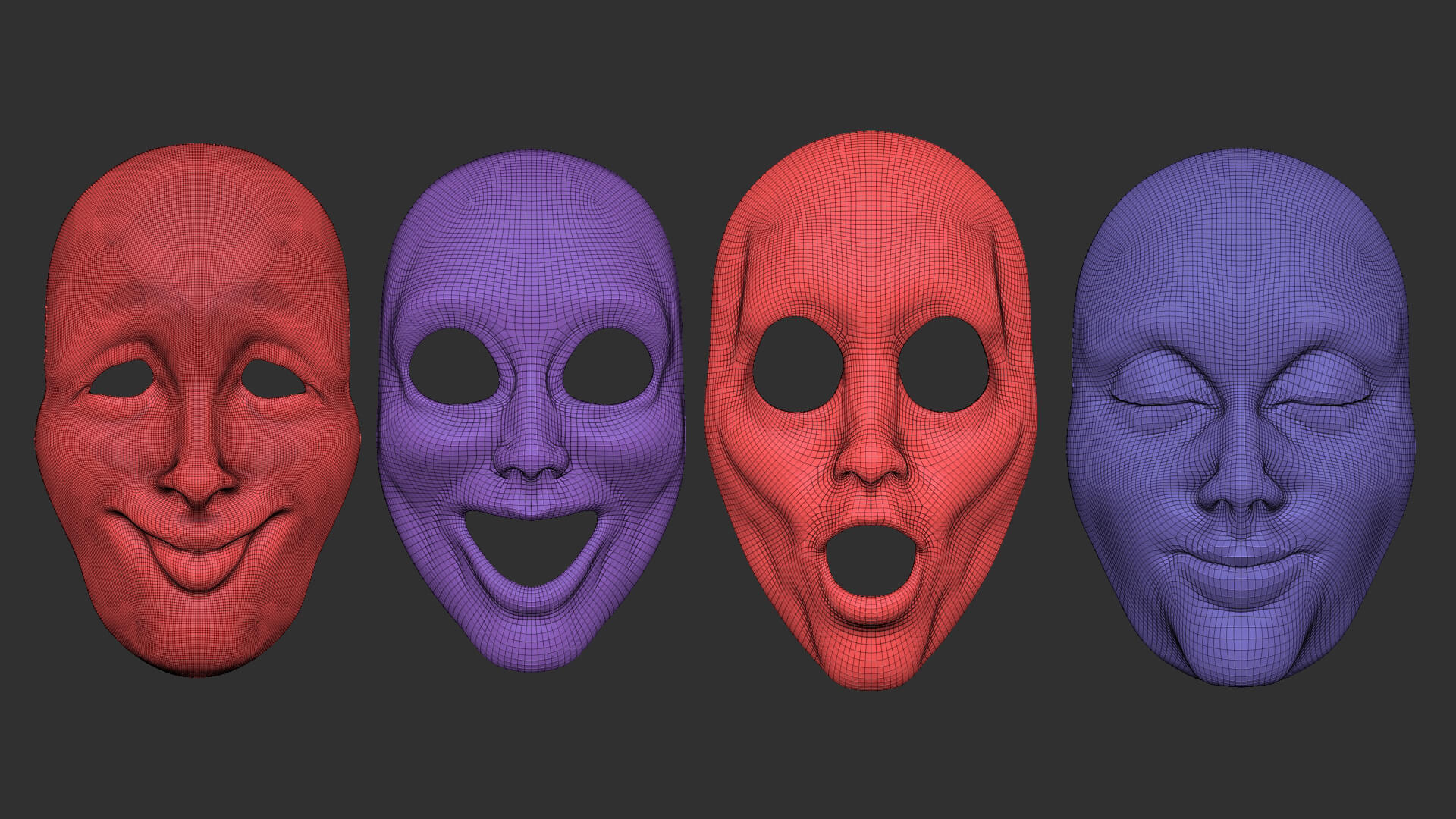 20 Mime and Facial Expression Masks IMM Zbrush Set - Brush or Tool by ...