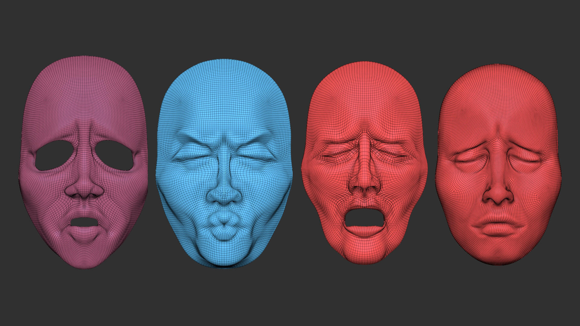 20 Mime and Facial Expression Masks IMM Zbrush Set - Brush or Tool by ...