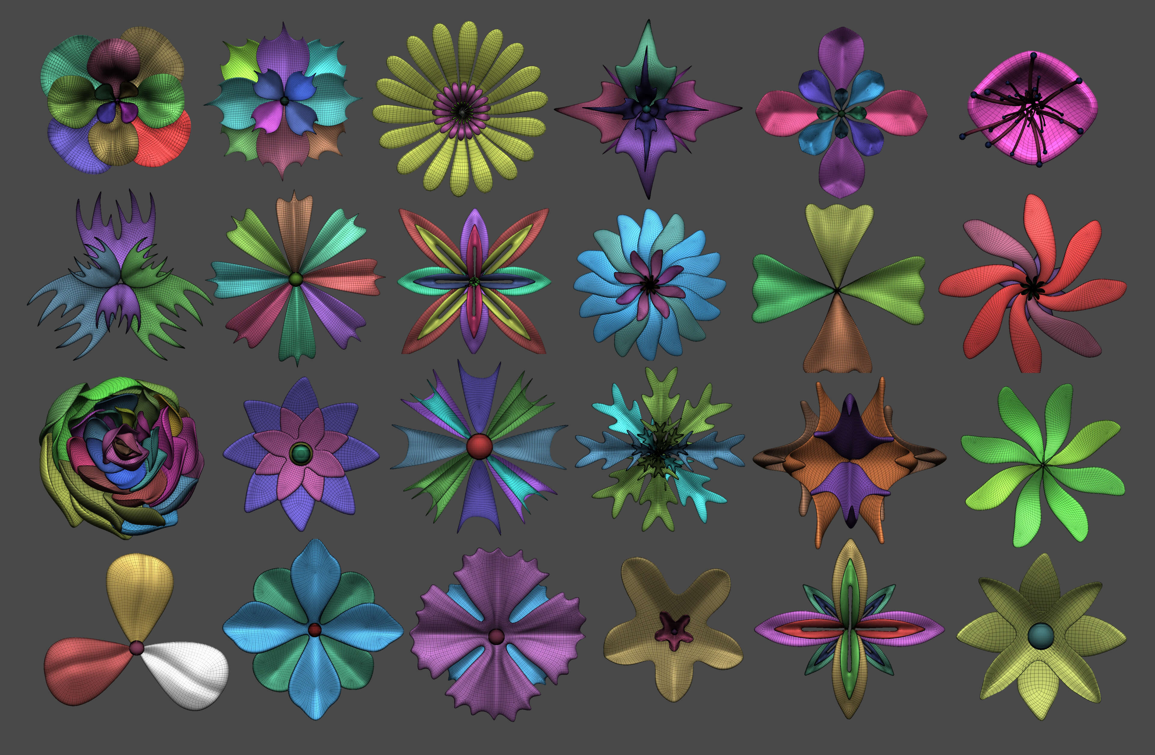 25 Decorative and Heraldic Flower Heads IMM Brush Set by breakermaximus