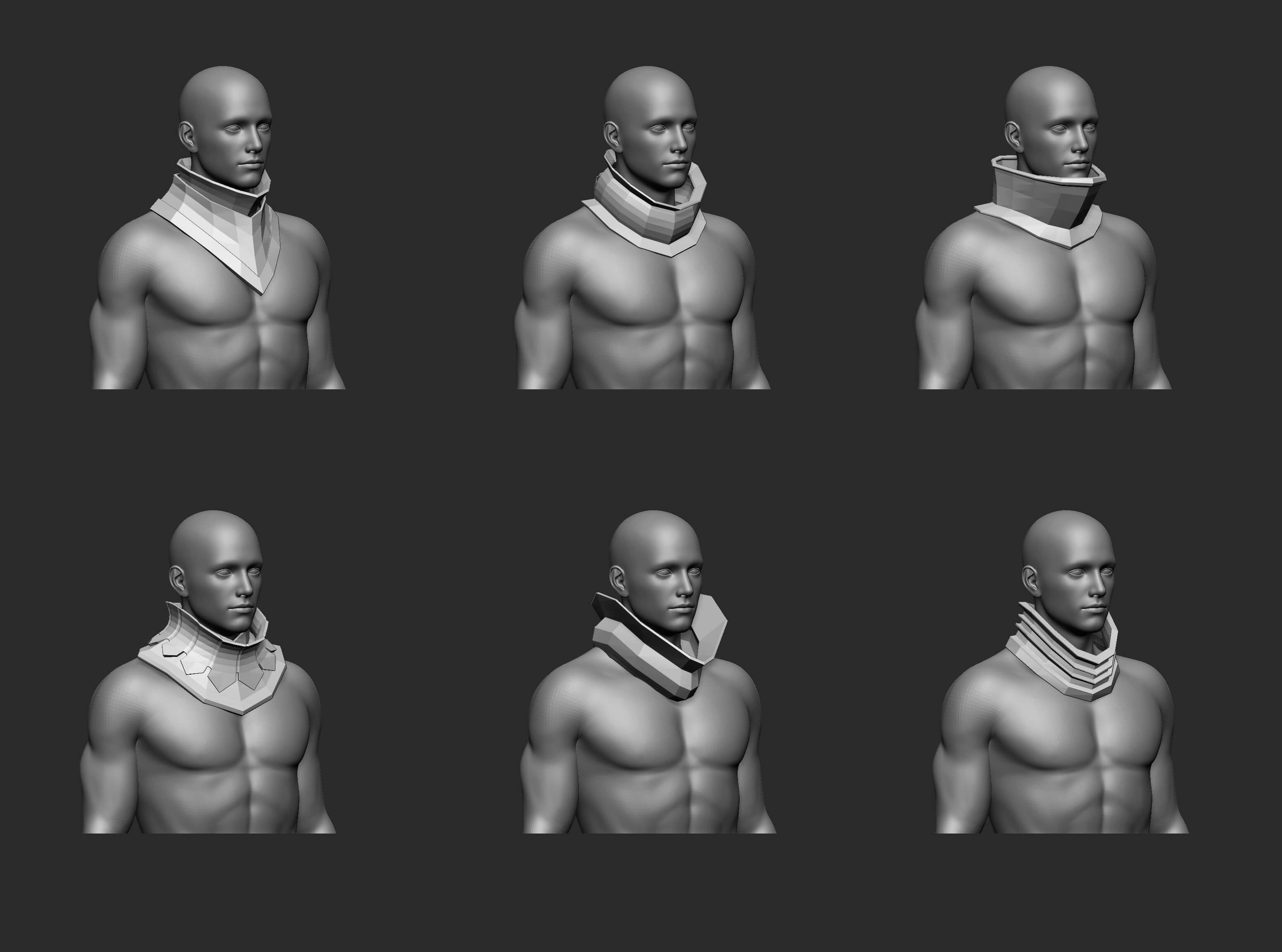 25 Low Poly Medieval Fantasy Neck Armor, Gorget IMM Brush by breakermaximus