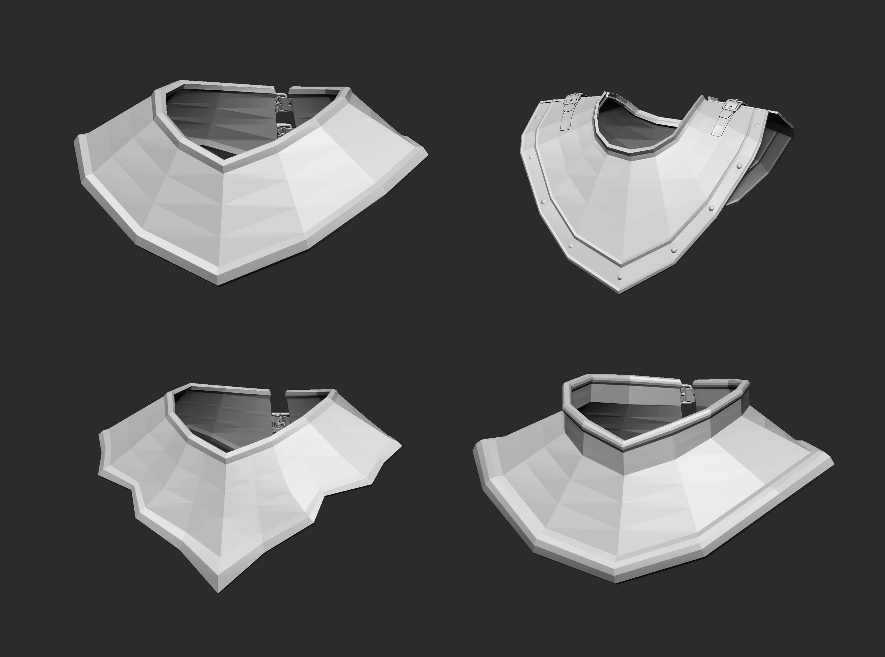 25 Low Poly Medieval Fantasy Neck Armor, Gorget IMM Brush by breakermaximus