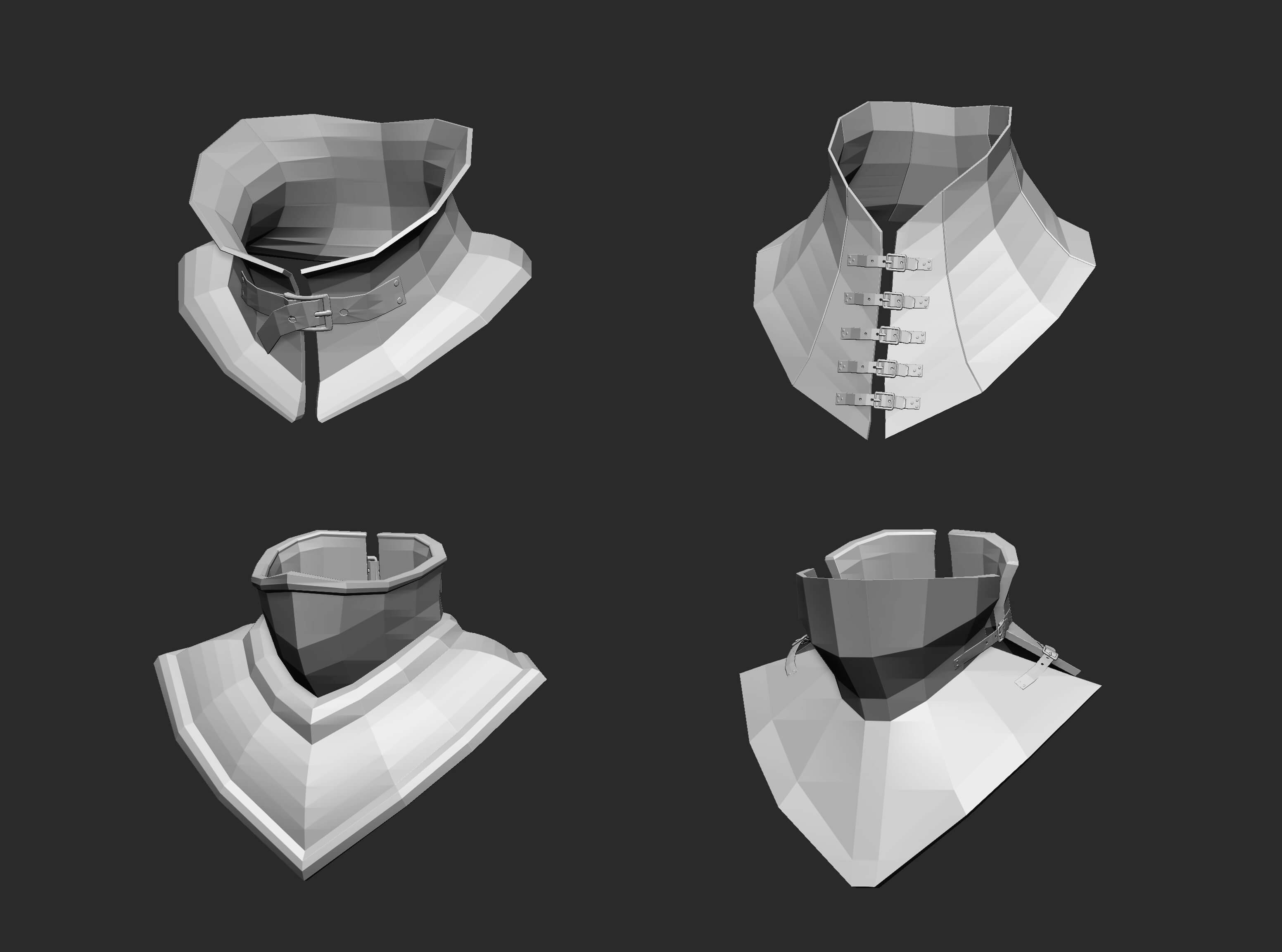 25 Low Poly Medieval Fantasy Neck Armor, Gorget IMM Brush by breakermaximus
