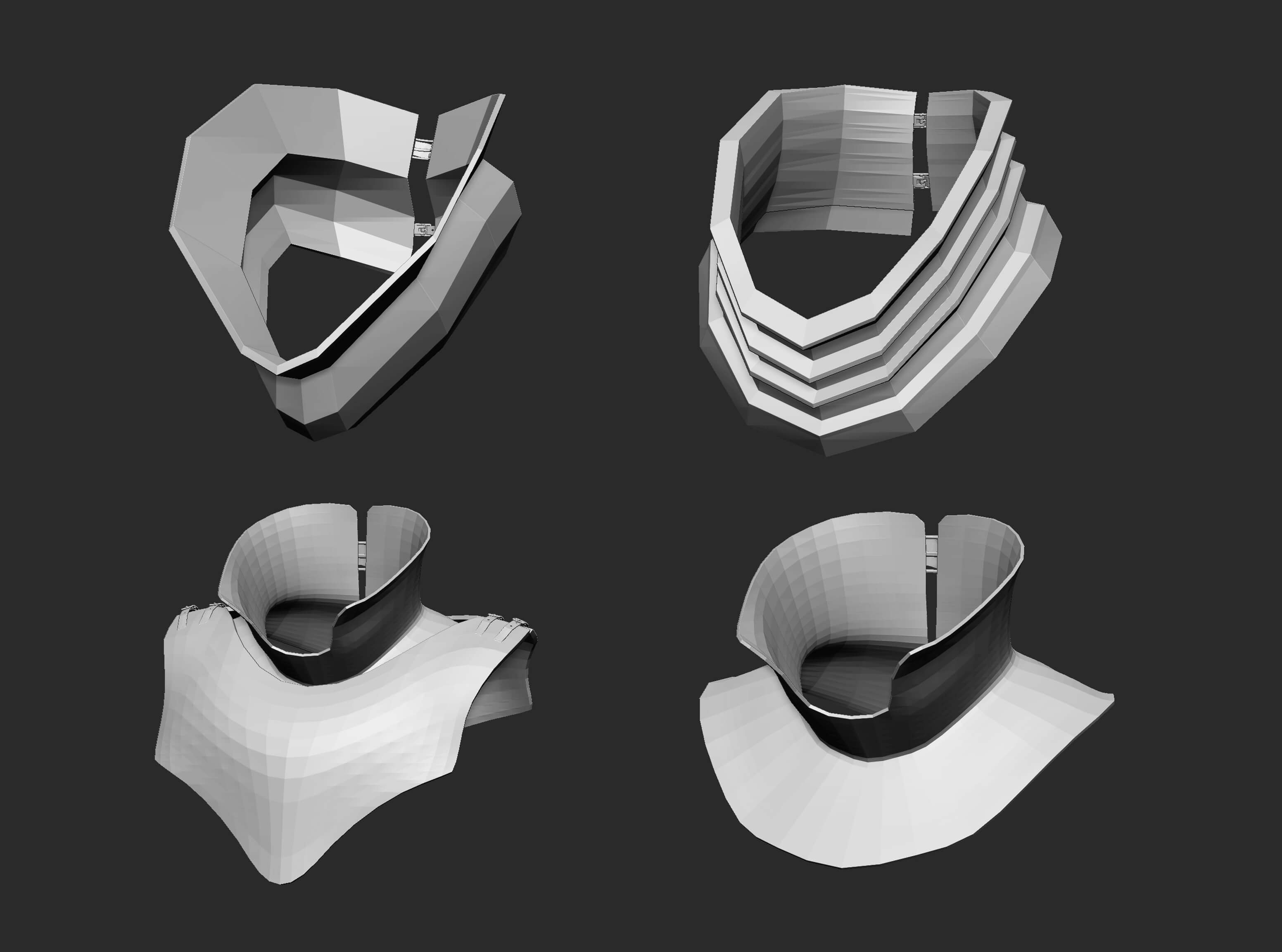 25 Low Poly Medieval Fantasy Neck Armor, Gorget IMM Brush by breakermaximus