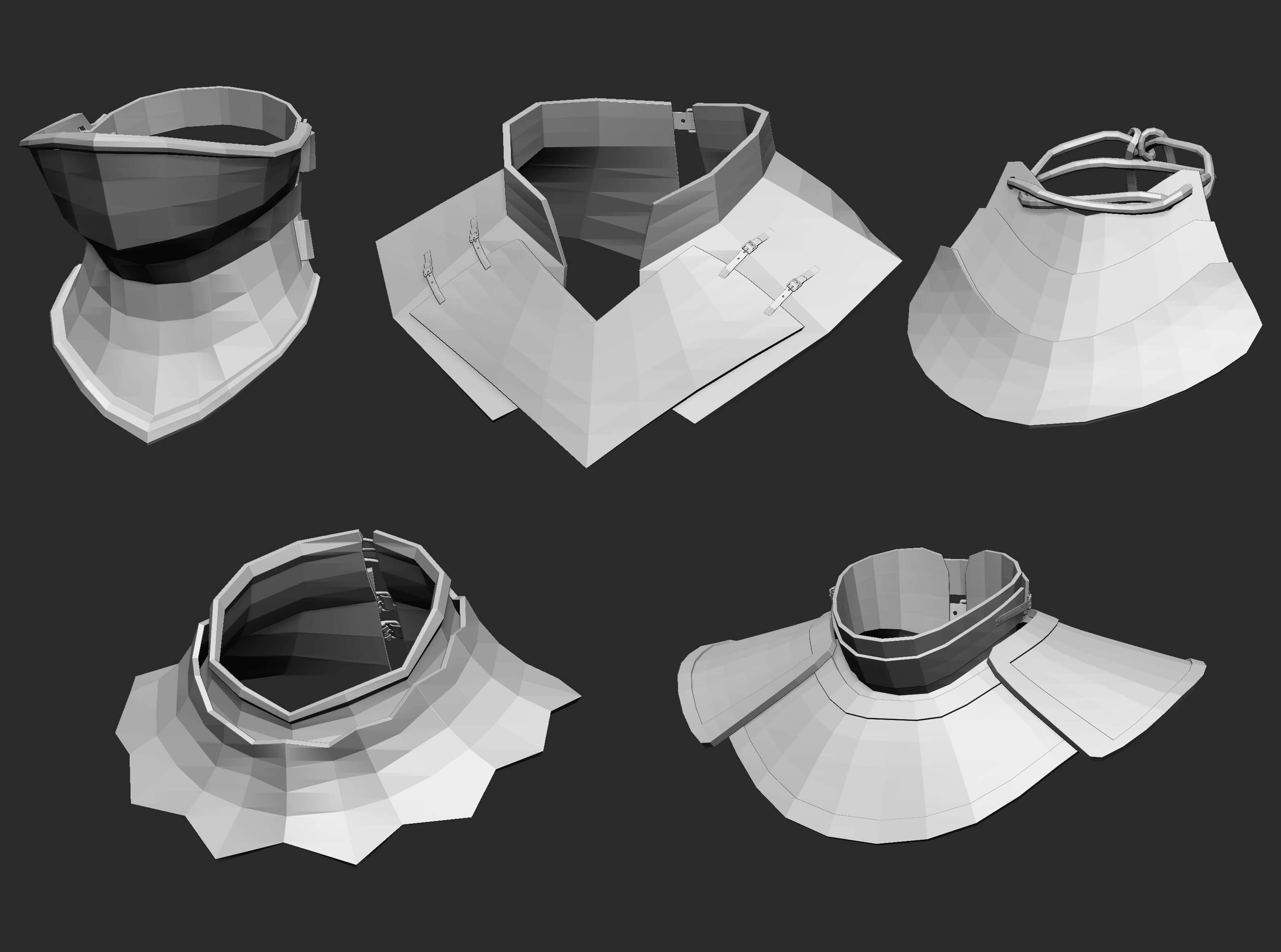 25 Low Poly Medieval Fantasy Neck Armor, Gorget IMM Brush by breakermaximus