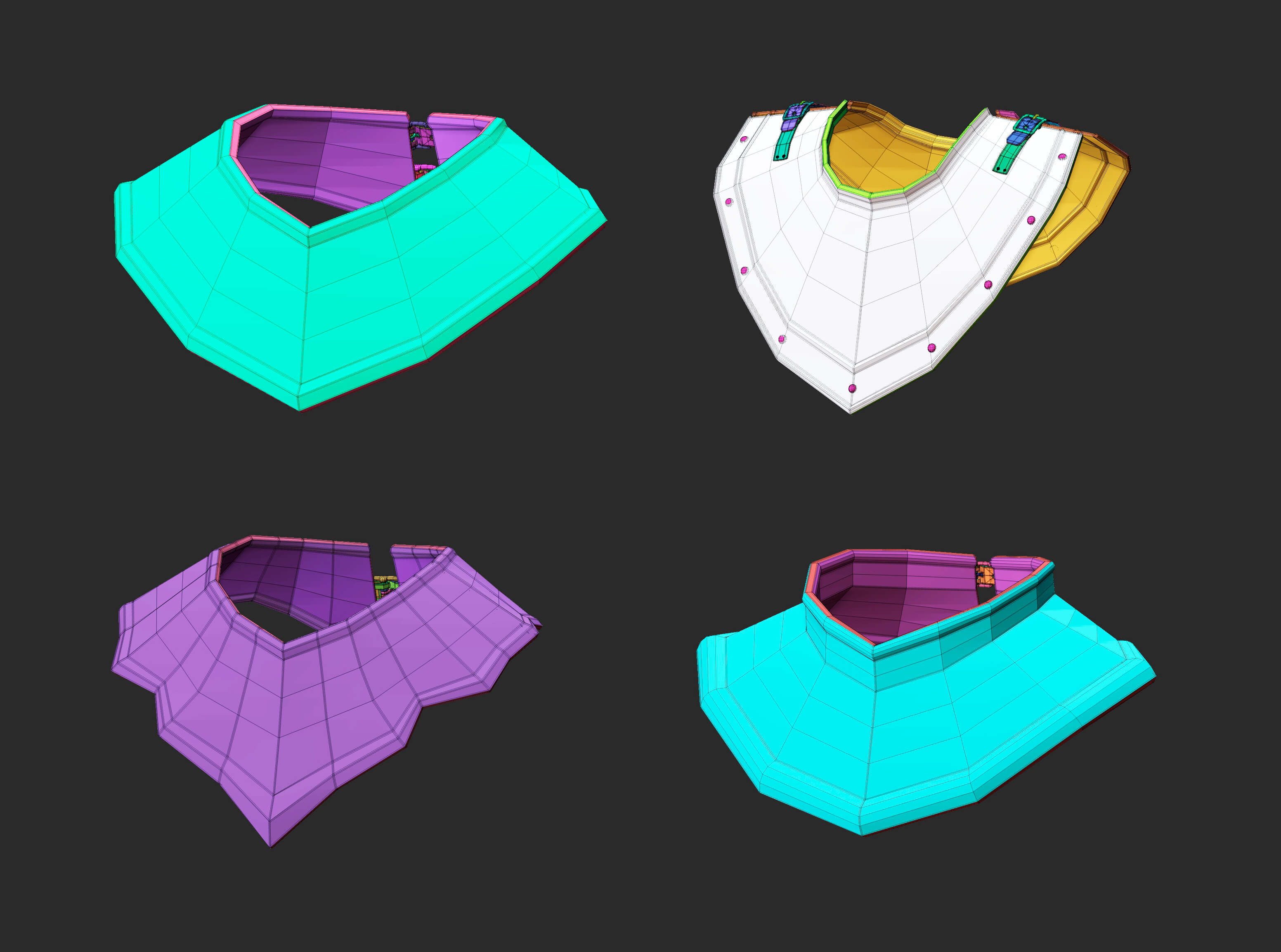 25 Low Poly Medieval Fantasy Neck Armor, Gorget IMM Brush by breakermaximus