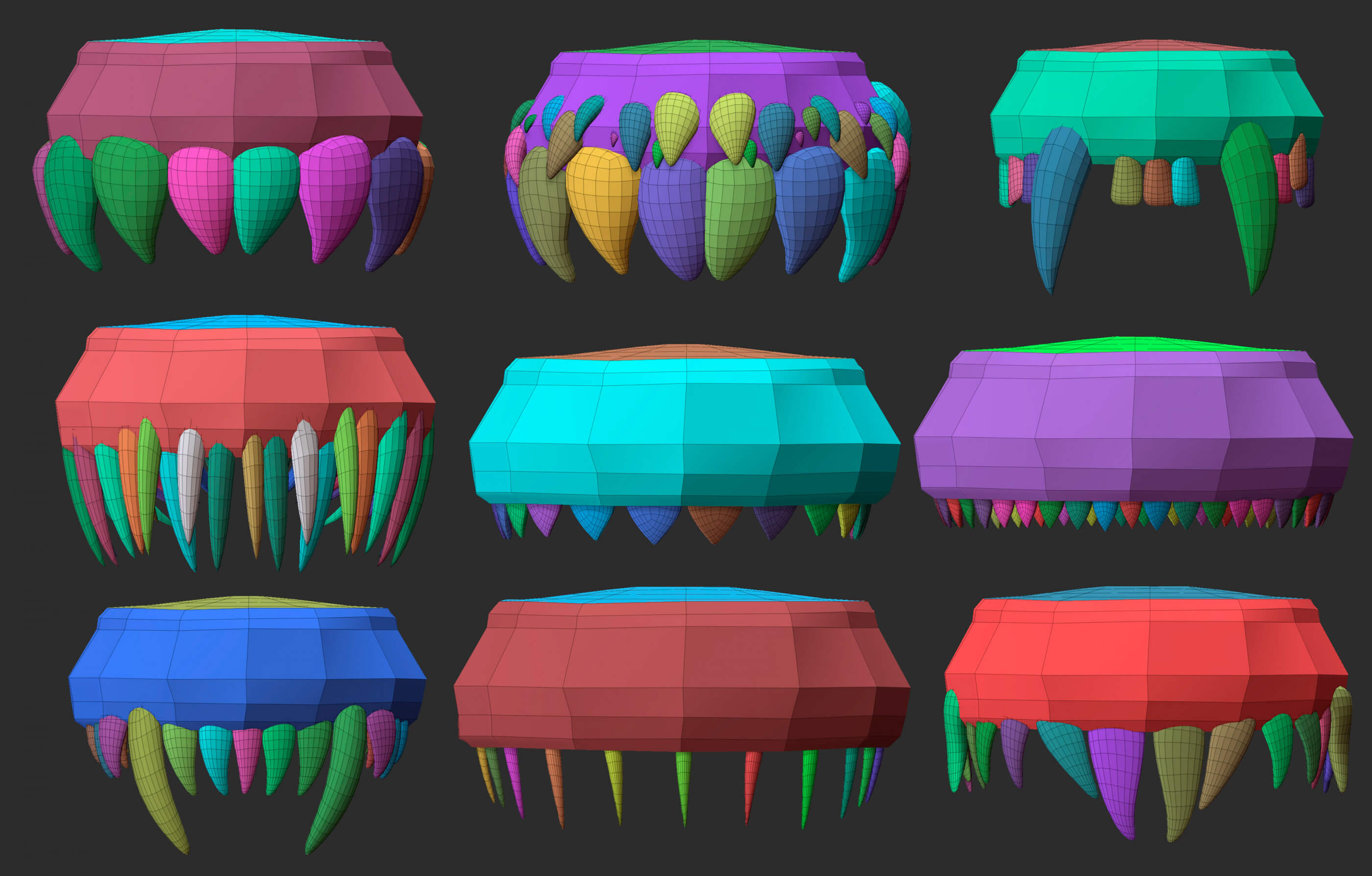 30 Low Mid Poly Monster Creature Teeth Jaws IMM Brush Zbrush by ...