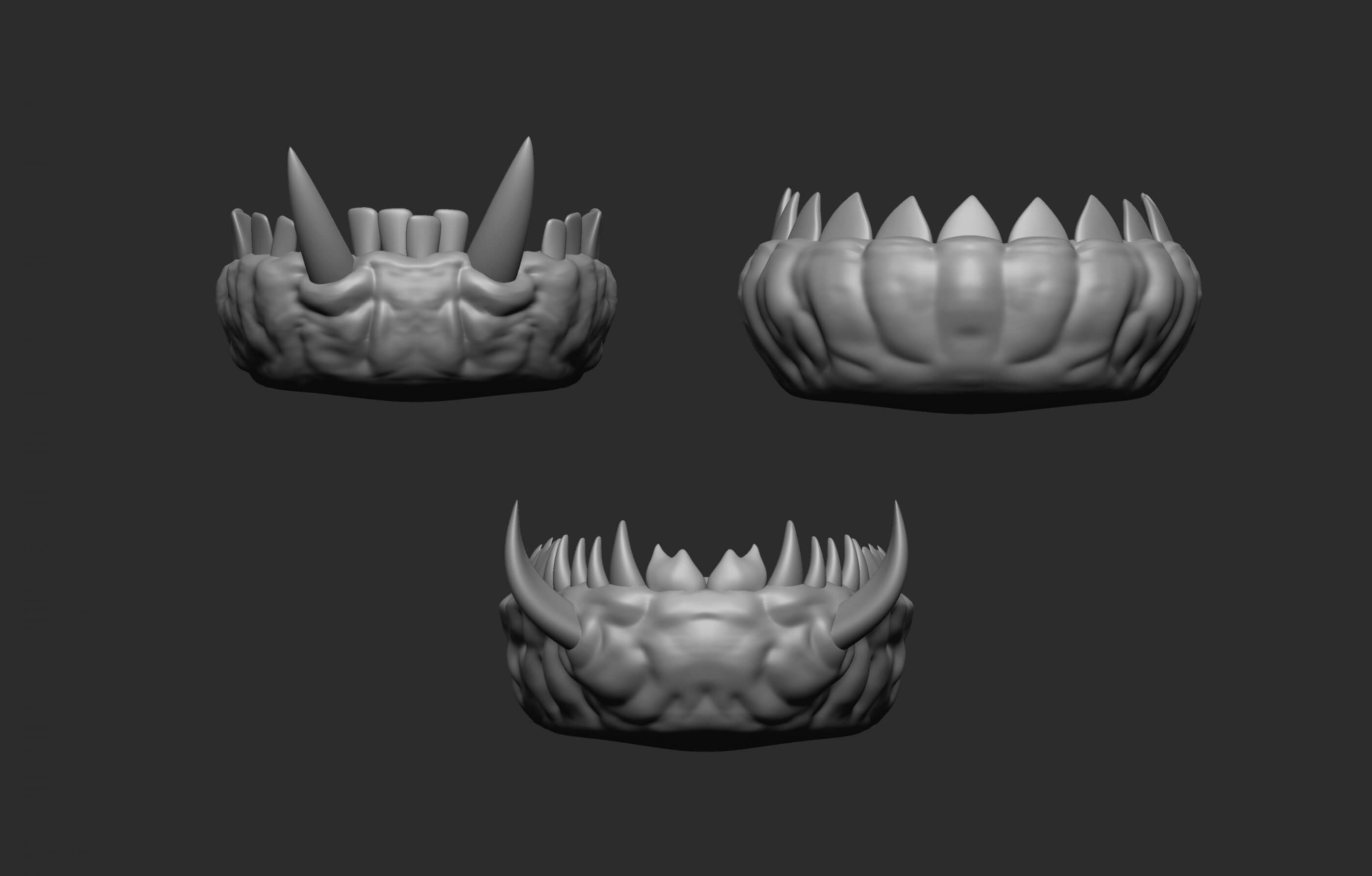30 Low Mid Poly Monster Creature Teeth Jaws IMM Brush Zbrush by ...