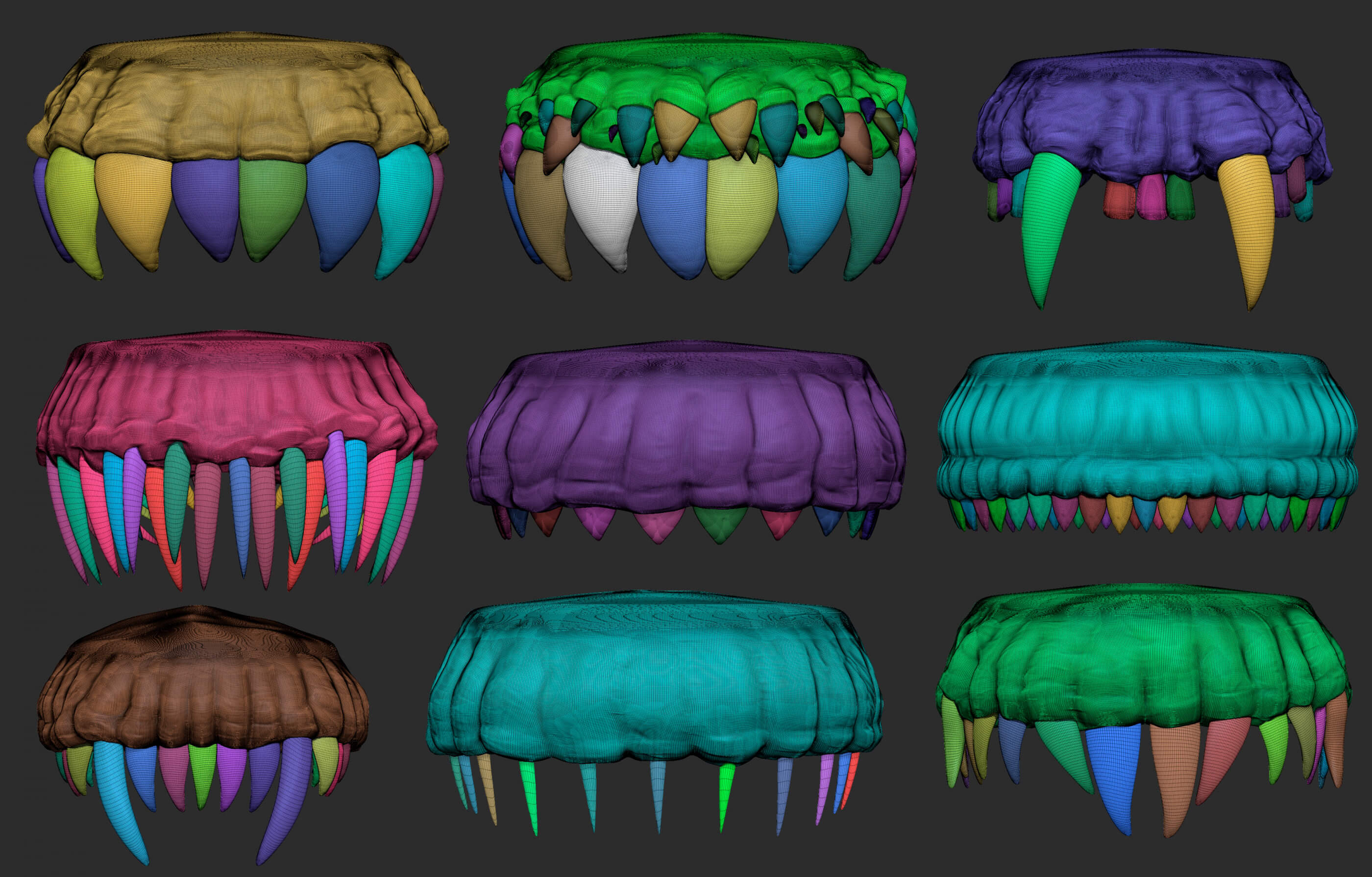 30 Low Mid Poly Monster Creature Teeth Jaws IMM Brush Zbrush by ...
