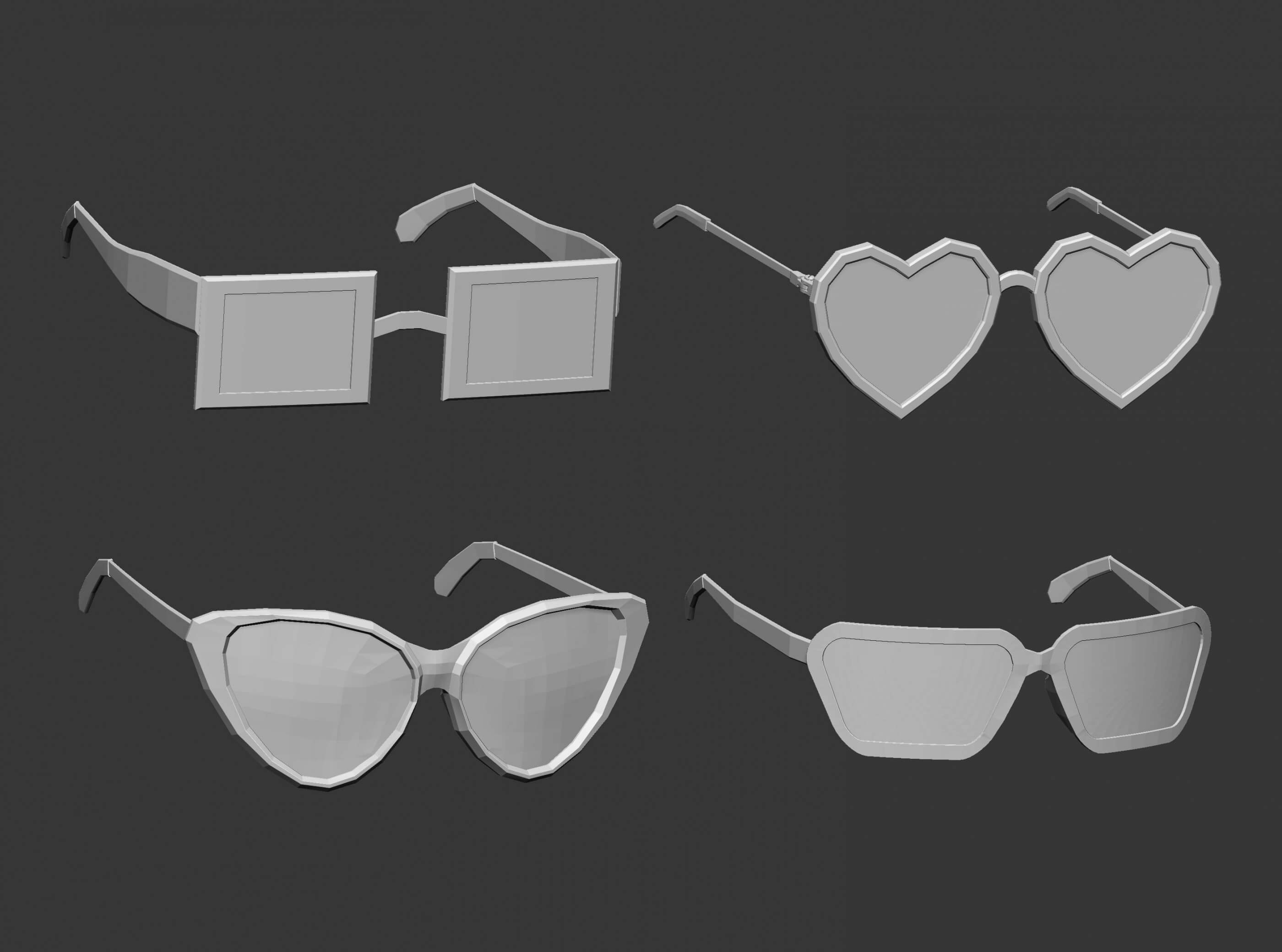 30 Low Poly Glasses Base Mesh Shapes IMM Brush Set by breakermaximus