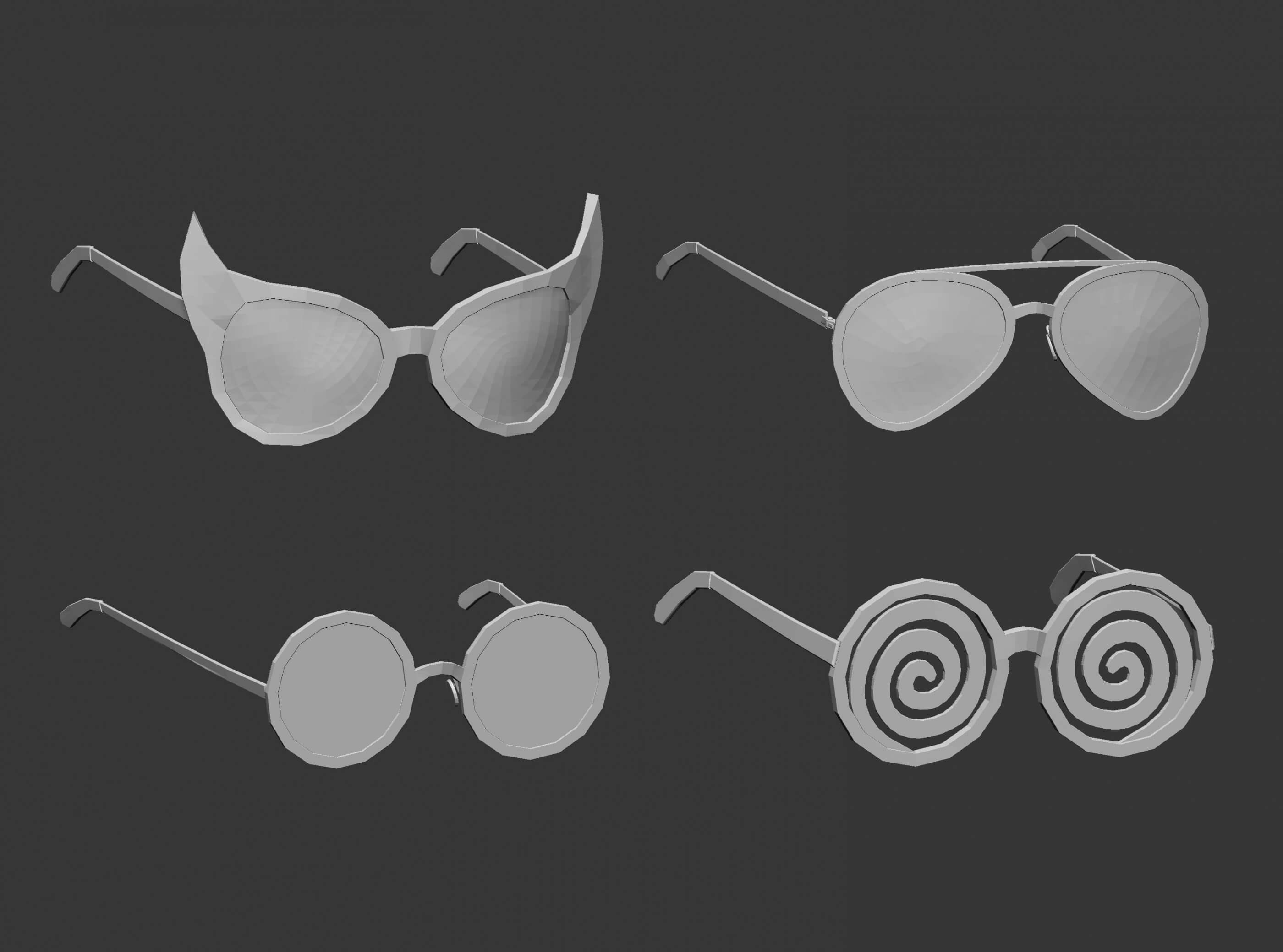 30 Low Poly Glasses Base Mesh Shapes IMM Brush Set by breakermaximus