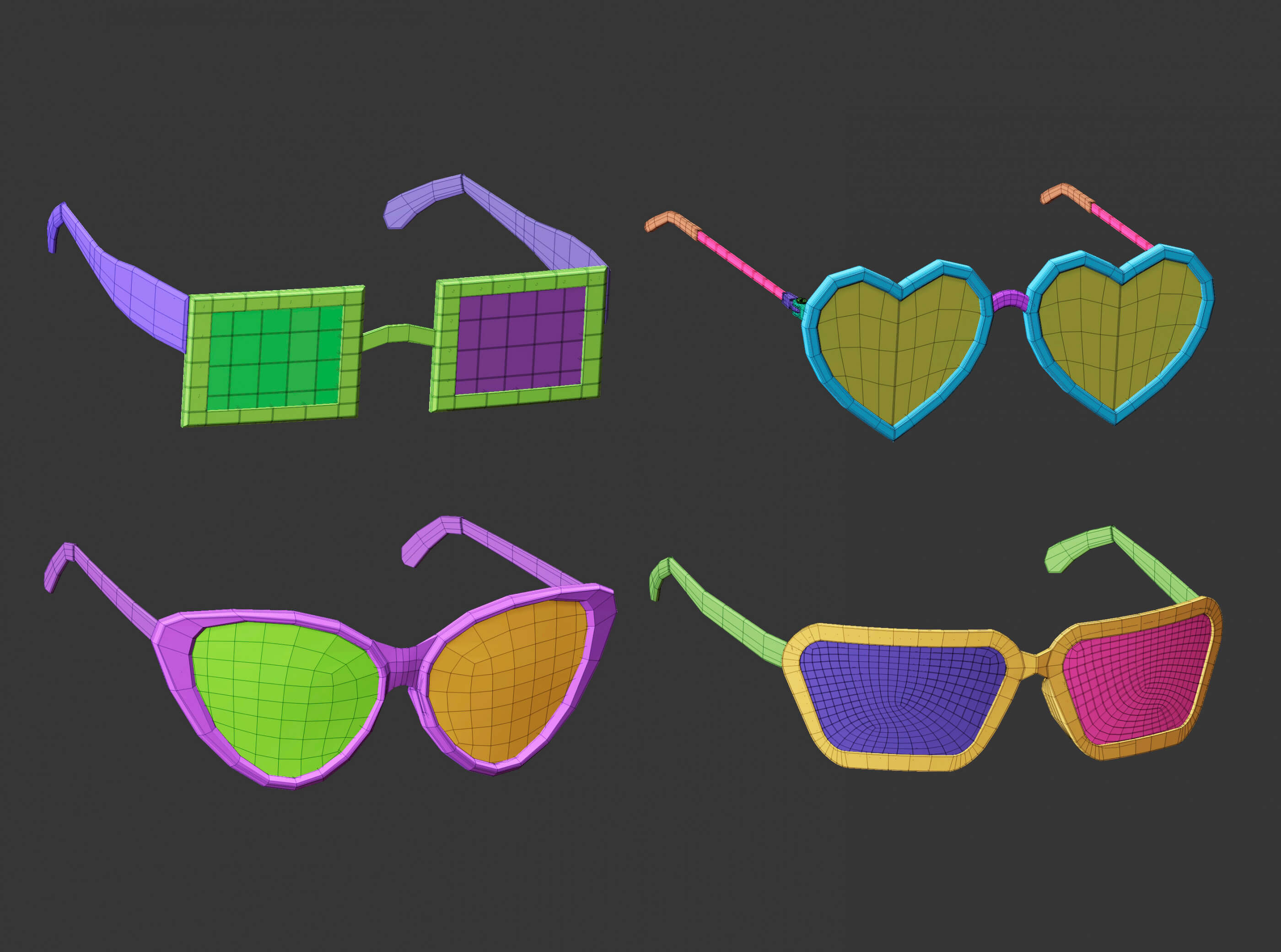 30 Low Poly Glasses Base Mesh Shapes IMM Brush Set by breakermaximus
