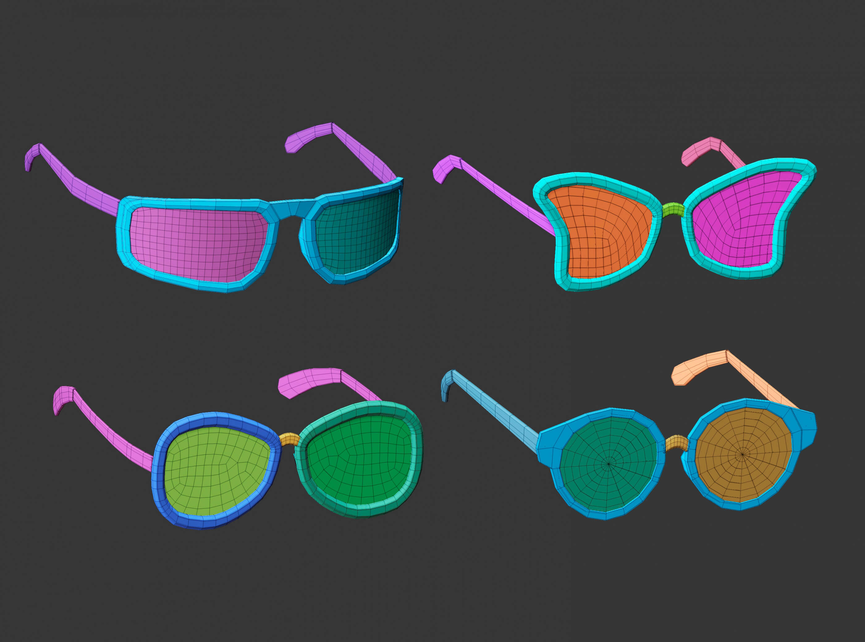 30 Low Poly Glasses Base Mesh Shapes IMM Brush Set by breakermaximus
