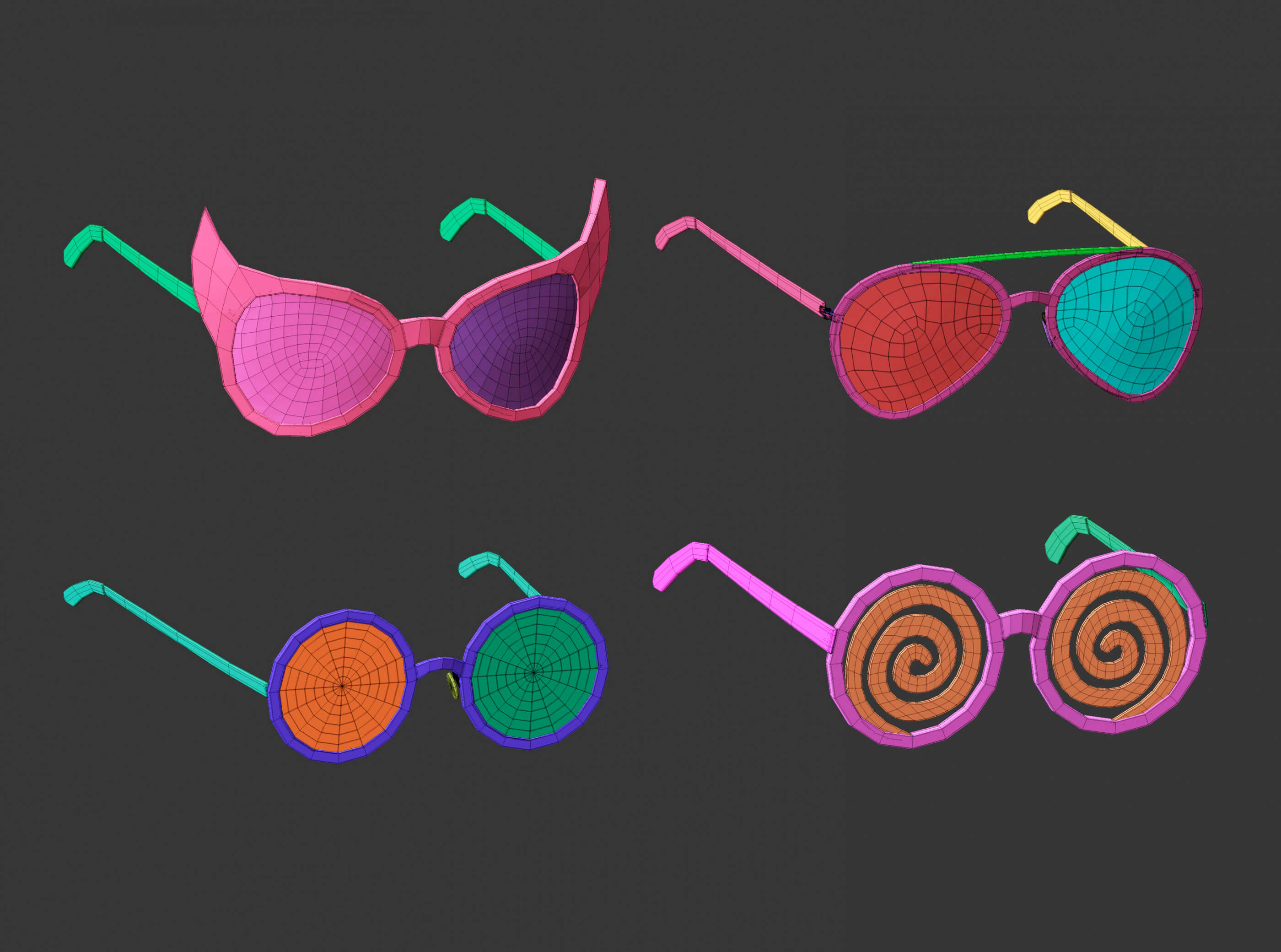 30 Low Poly Glasses Base Mesh Shapes IMM Brush Set by breakermaximus