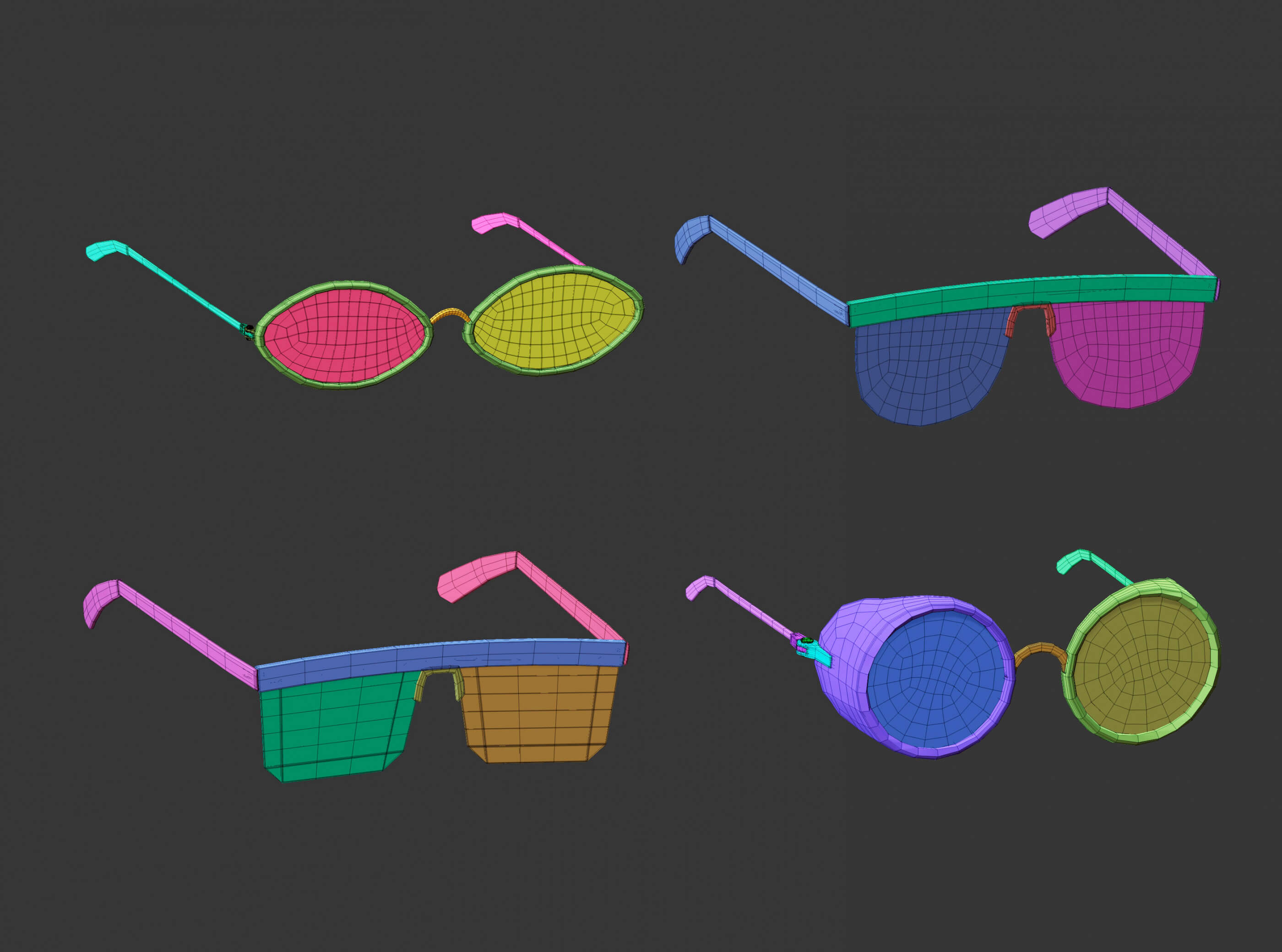 30 Low Poly Glasses Base Mesh Shapes IMM Brush Set by breakermaximus