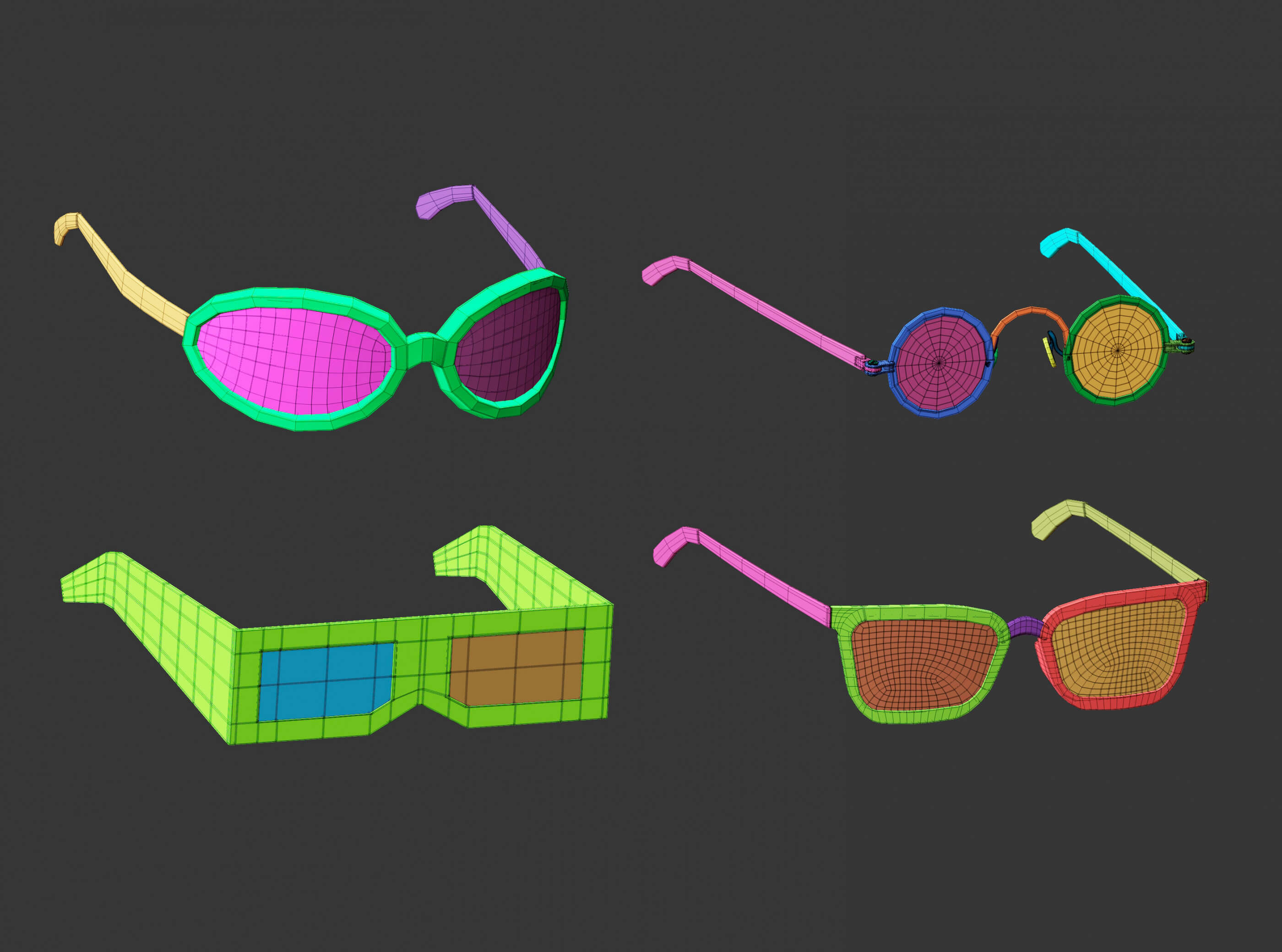 30 Low Poly Glasses Base Mesh Shapes IMM Brush Set by breakermaximus