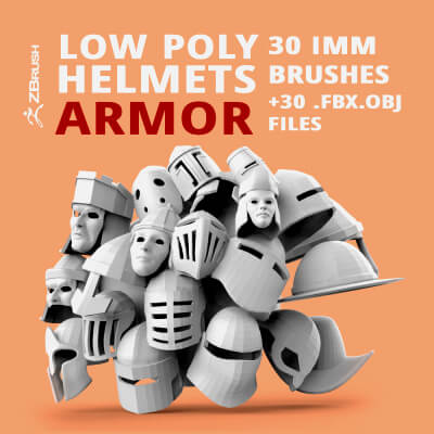 30 Low Poly Medieval Fantasy Armor Helmets Base Mesh IMM - Brush or ...