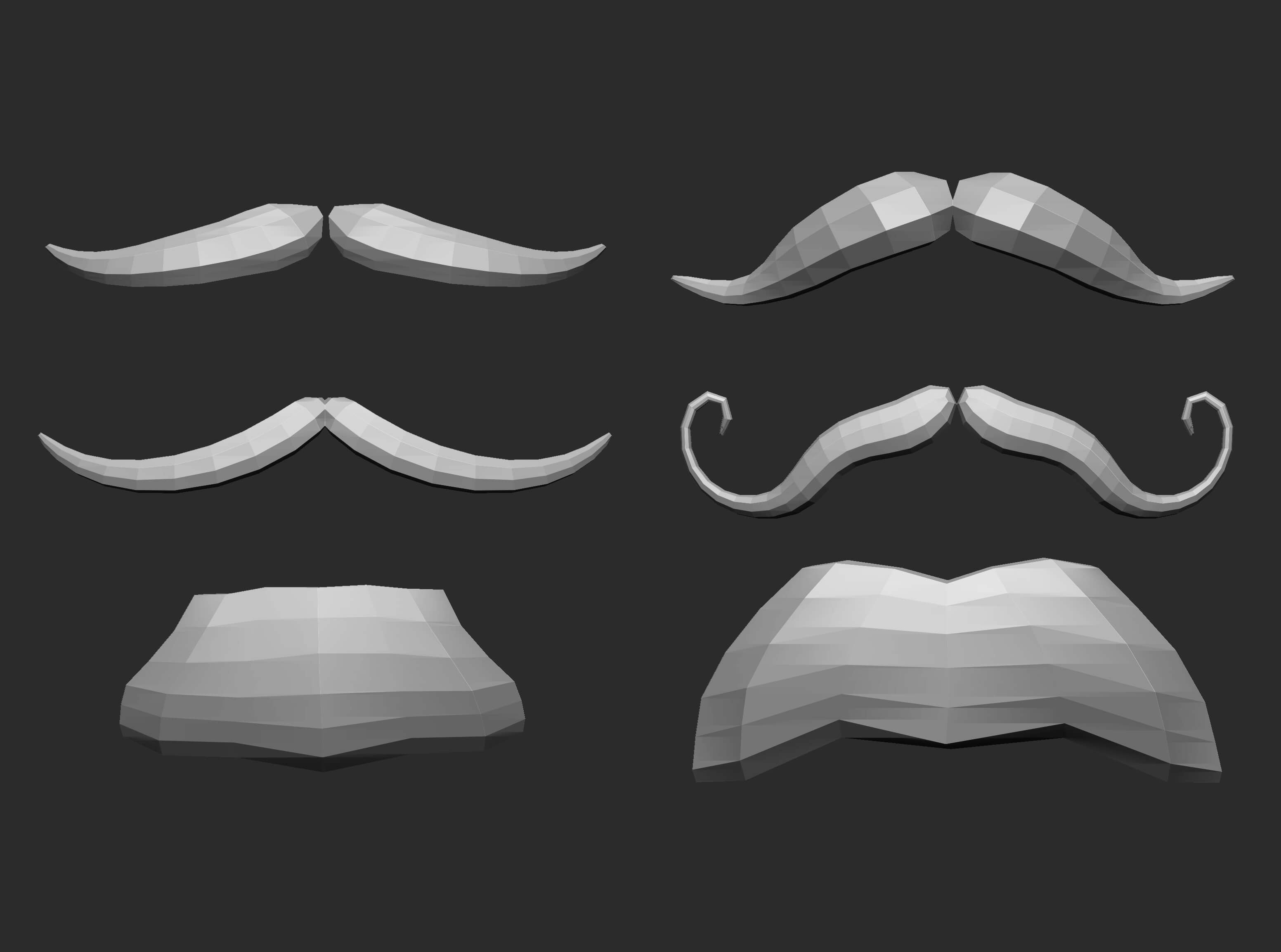 30 Low Poly Mustache and Beard Base Mesh IMM Set - Brush or Tool by ...