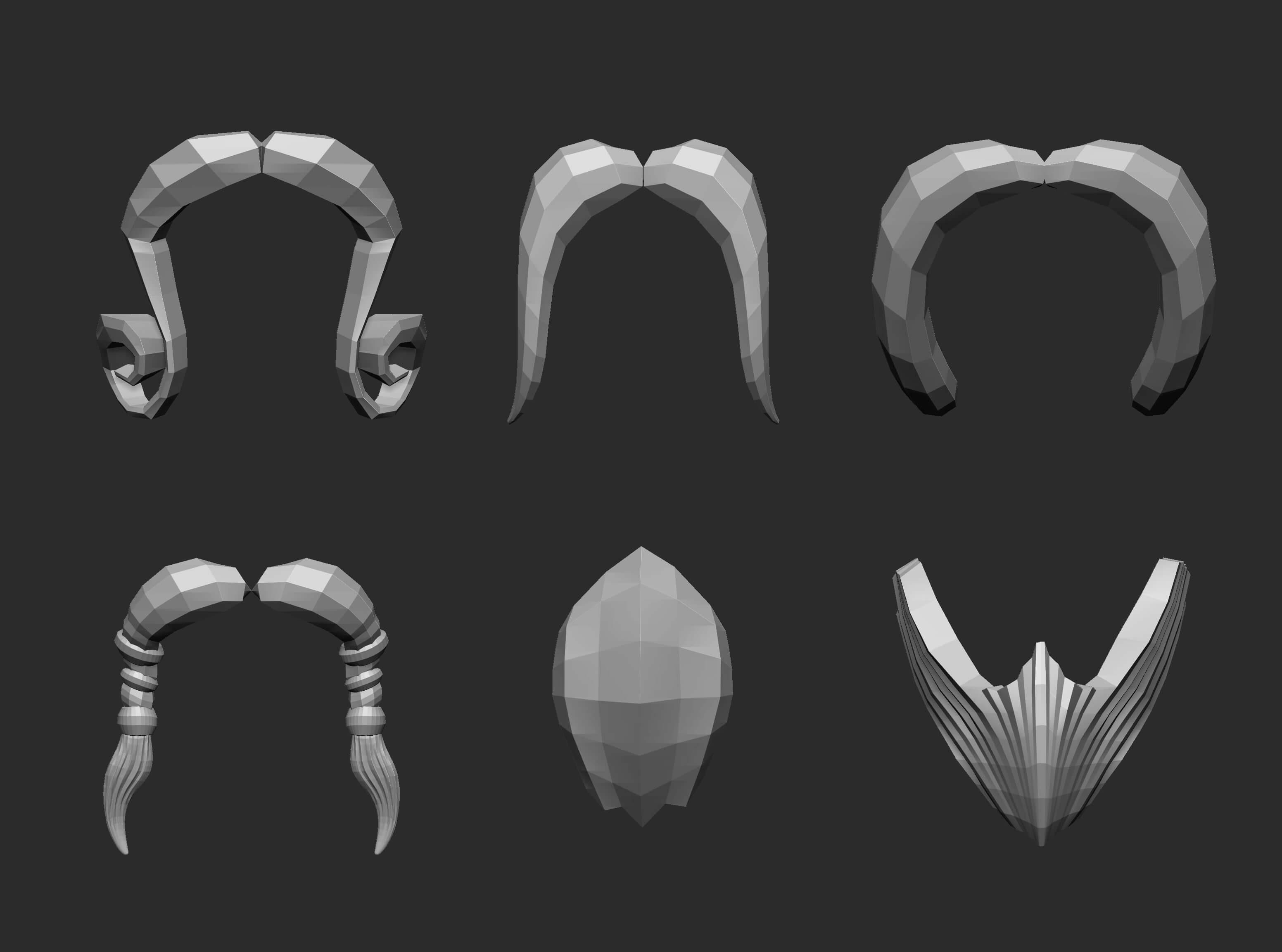 30 Low Poly Mustache and Beard Base Mesh IMM Set - Brush or Tool by ...