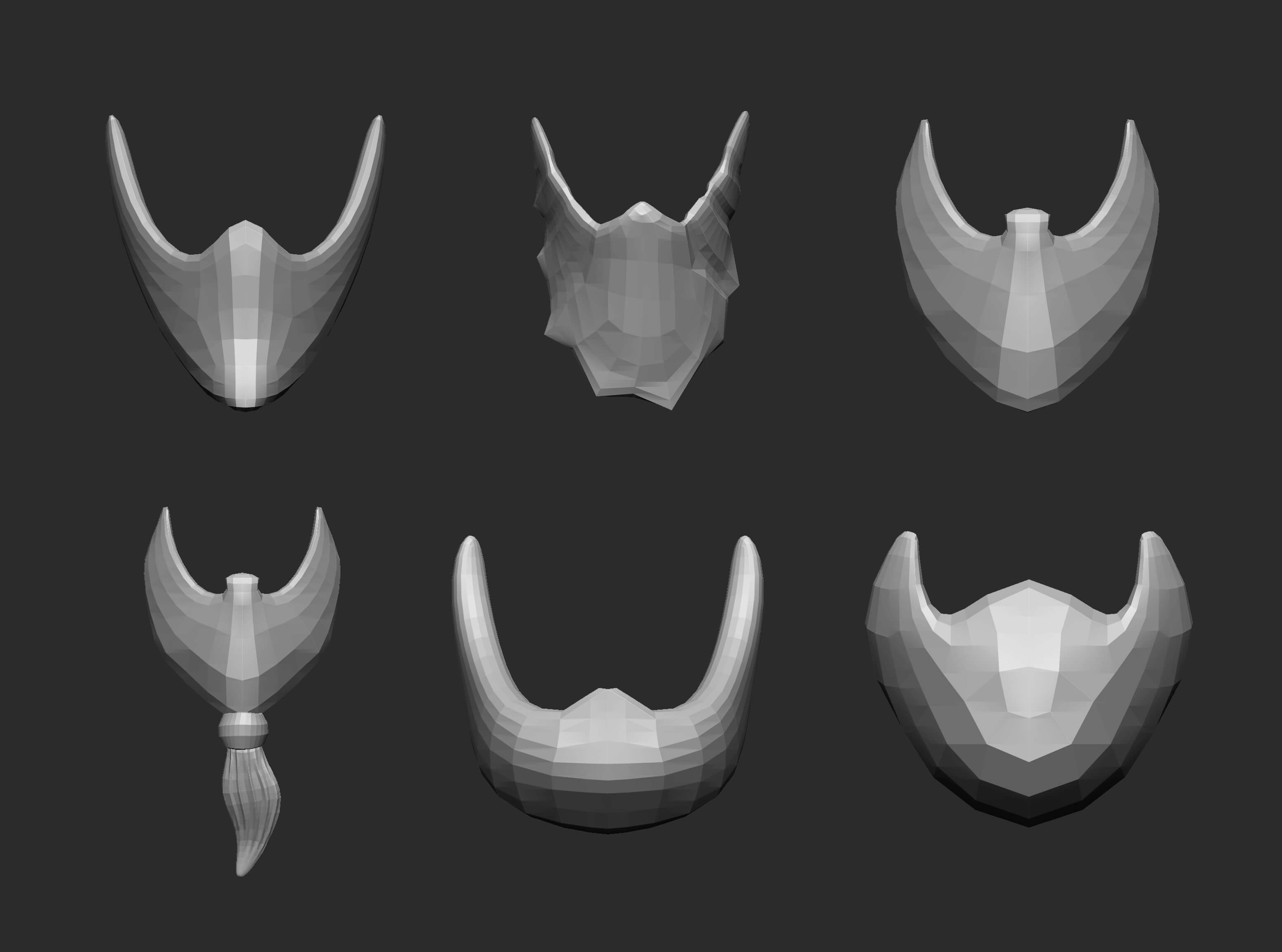 30 Low Poly Mustache and Beard Base Mesh IMM Set - Brush or Tool by ...